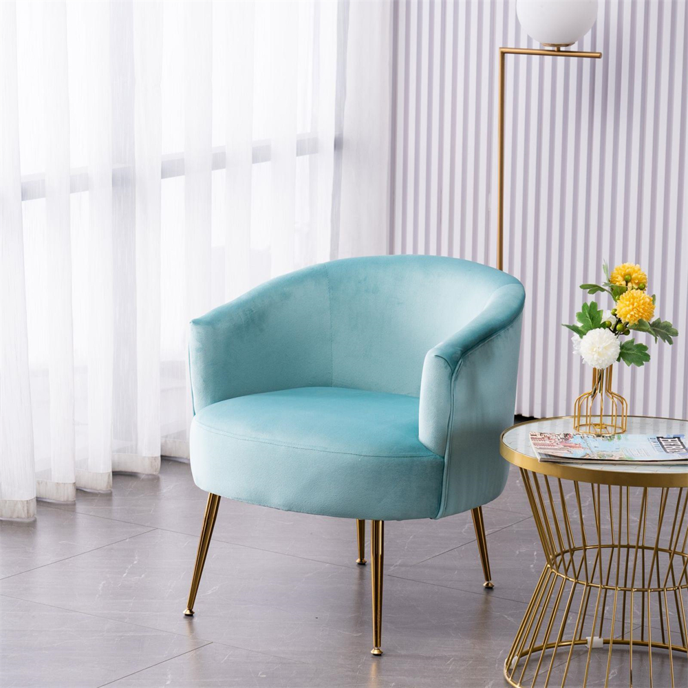 Modern Accent Chair, Velvet Upholstered Living Room Chairs with Golden ...