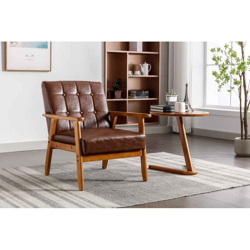 Modern Accent Chair, Wood Frame Living Room Chair, Ergonomic Armchair ...