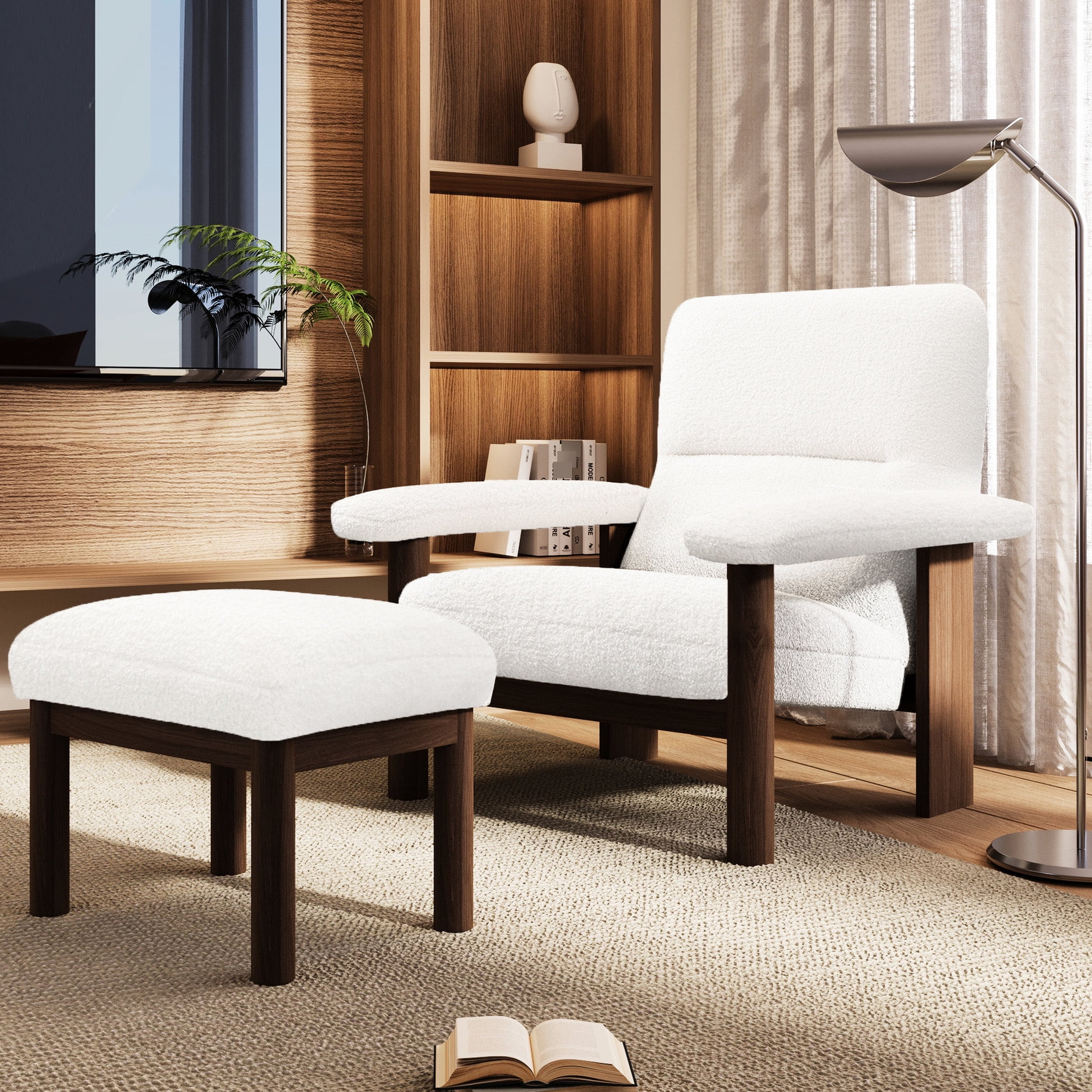 Modern Accent Chair and Ottoman, 34.5'' W Armchair Dimensions | Ottoman ...