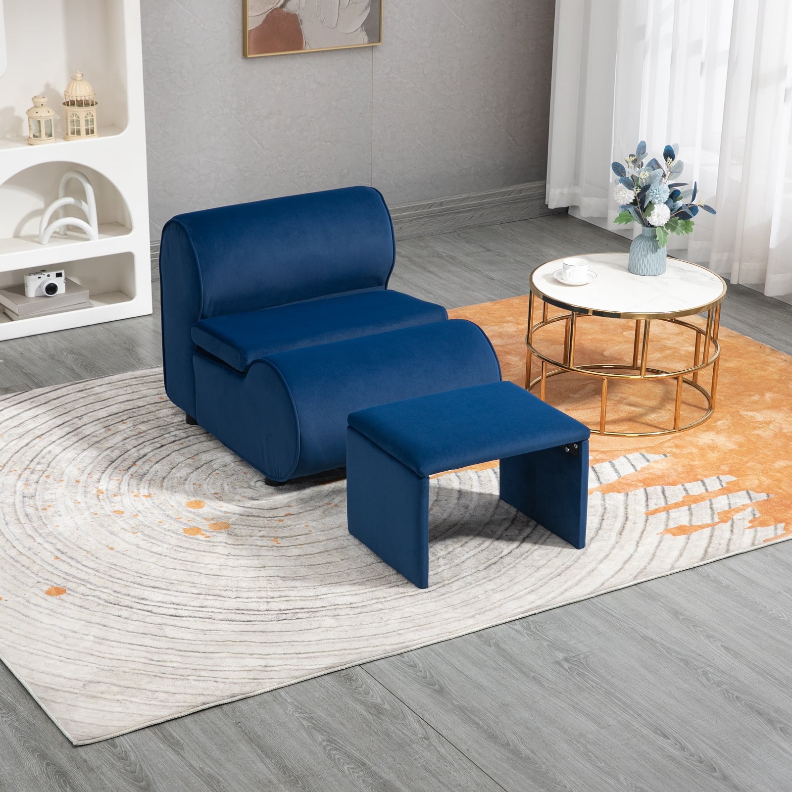 Modern Accent Chair with Ottoman, Comfy Lounge Chair with Cushion and ...