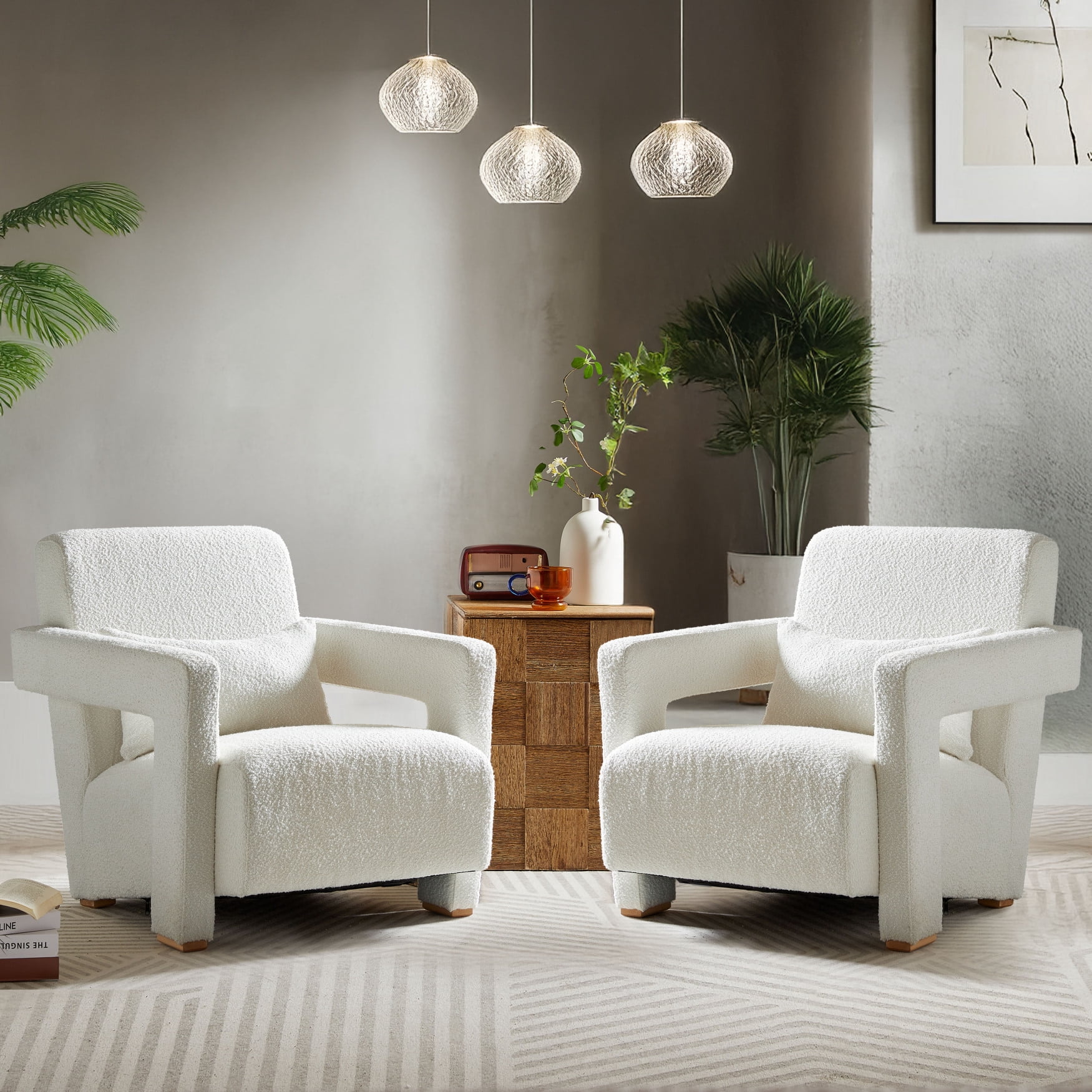 Modern Accent Chairs Set of 2 with Ergonomic Lumbar Support, Square ...