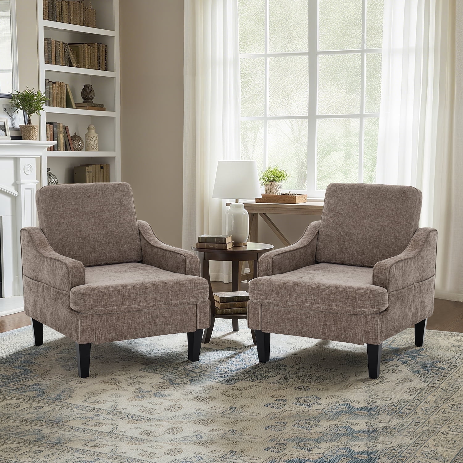 Homy Grigio, Modern Accent Chairs Set of 2, Upholstered Reading Chairs ...