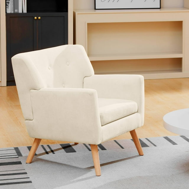 Modern Accent Chairs, Tufted Mid-Century Living Room Chair Comfy Arm ...