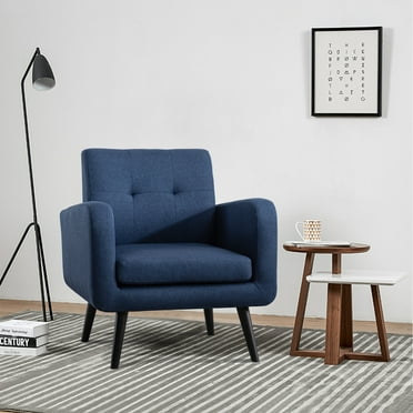 Modern Accent Armchair Upholstered Blue Single Sofa Chair, Set of 1 ...
