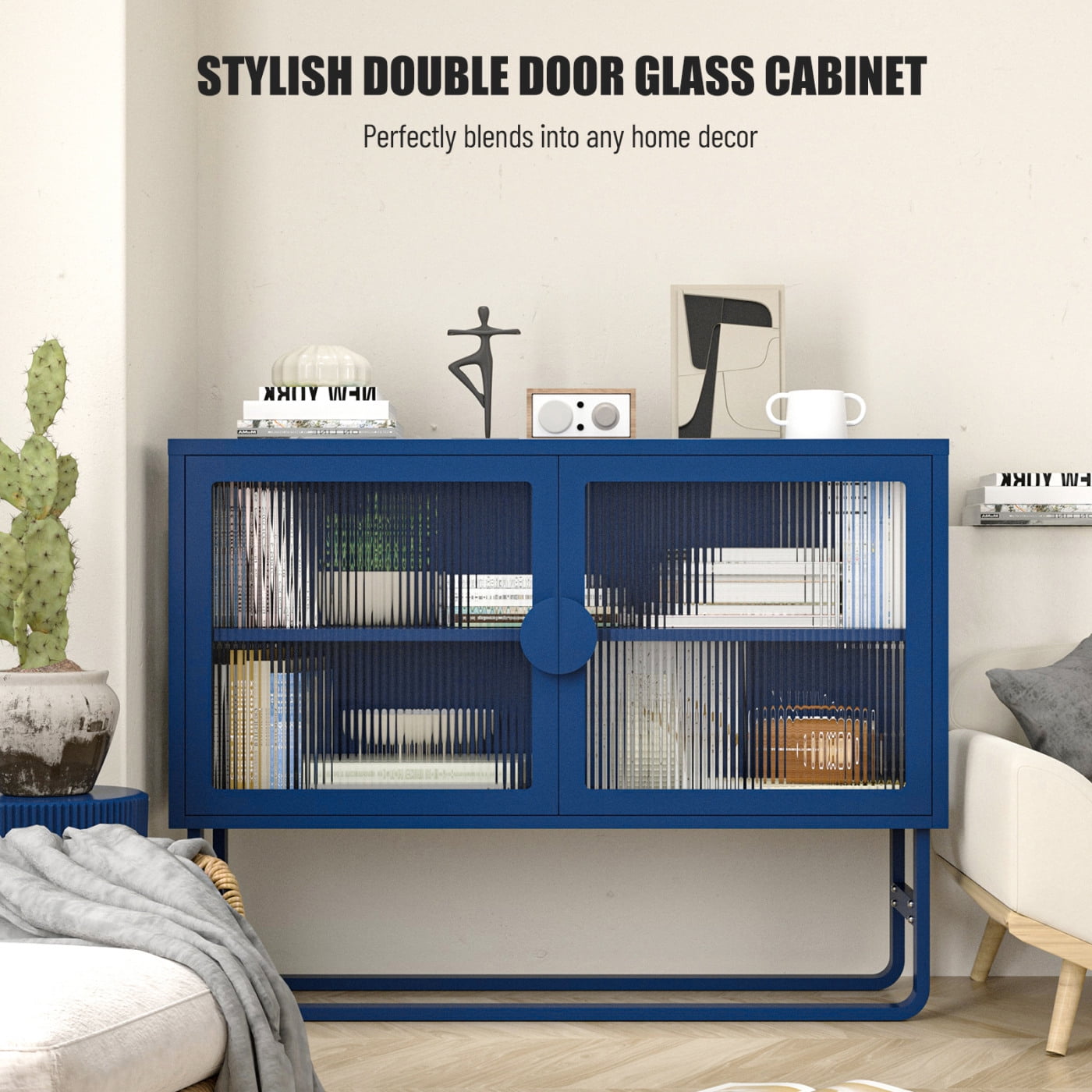 Modern Accent Glass Storage Cabinet, Sideboard, Simple Credenza with ...