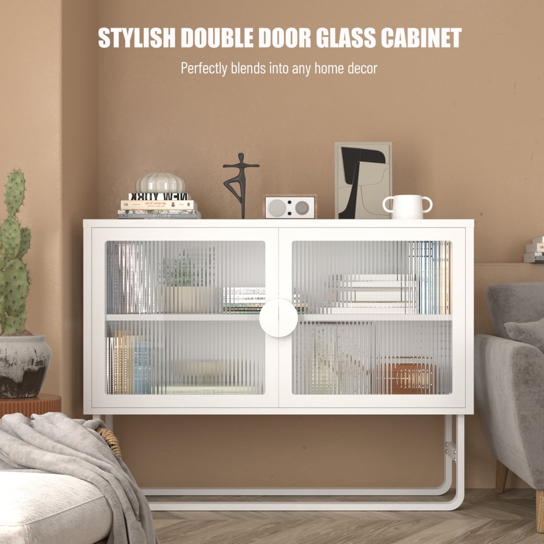 Modern Accent Glass Storage Cabinet, Sideboard, Simple Credenza with ...