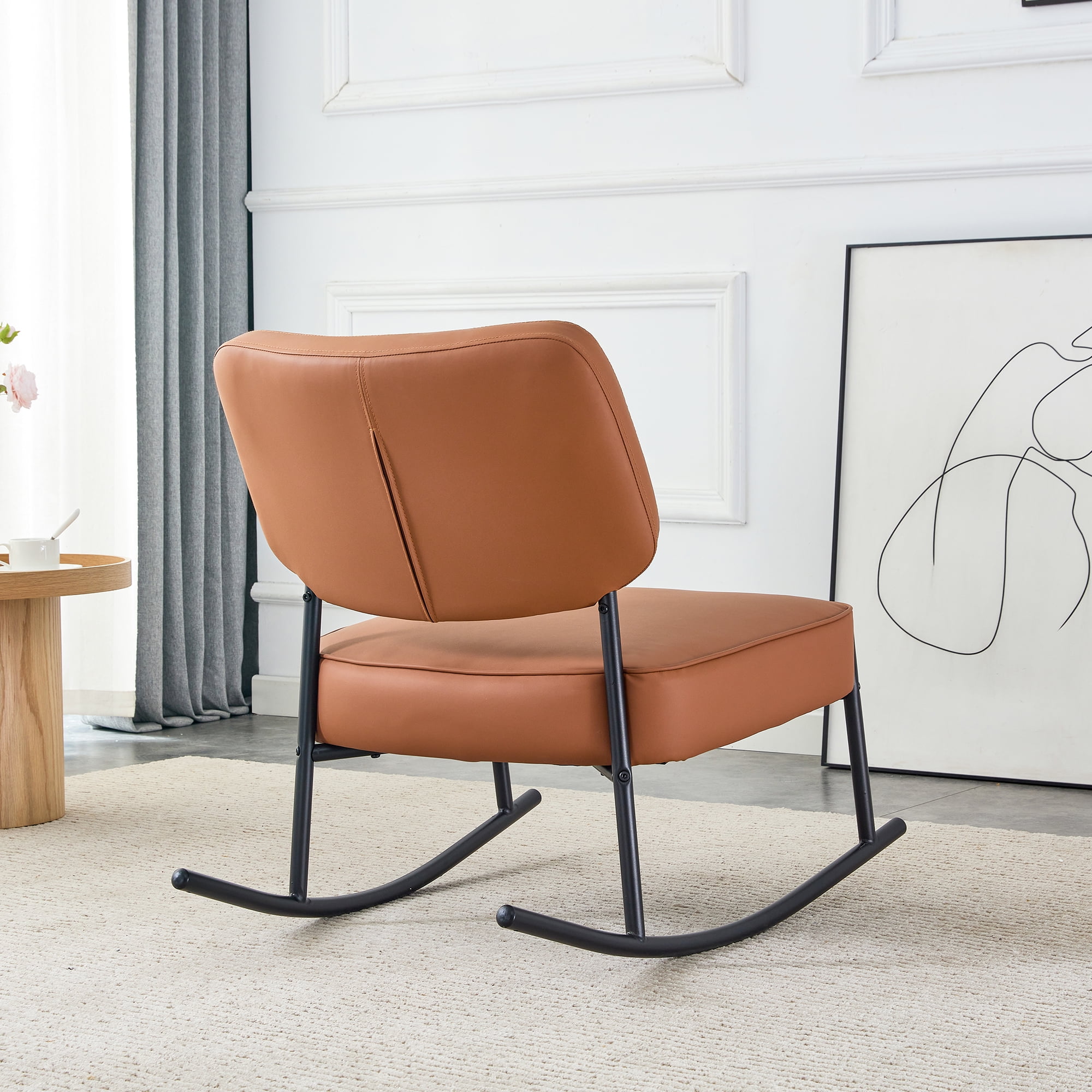 Modern Accent Rocking Chair, Cushioned Seat And Backrest Lounge Chair ...