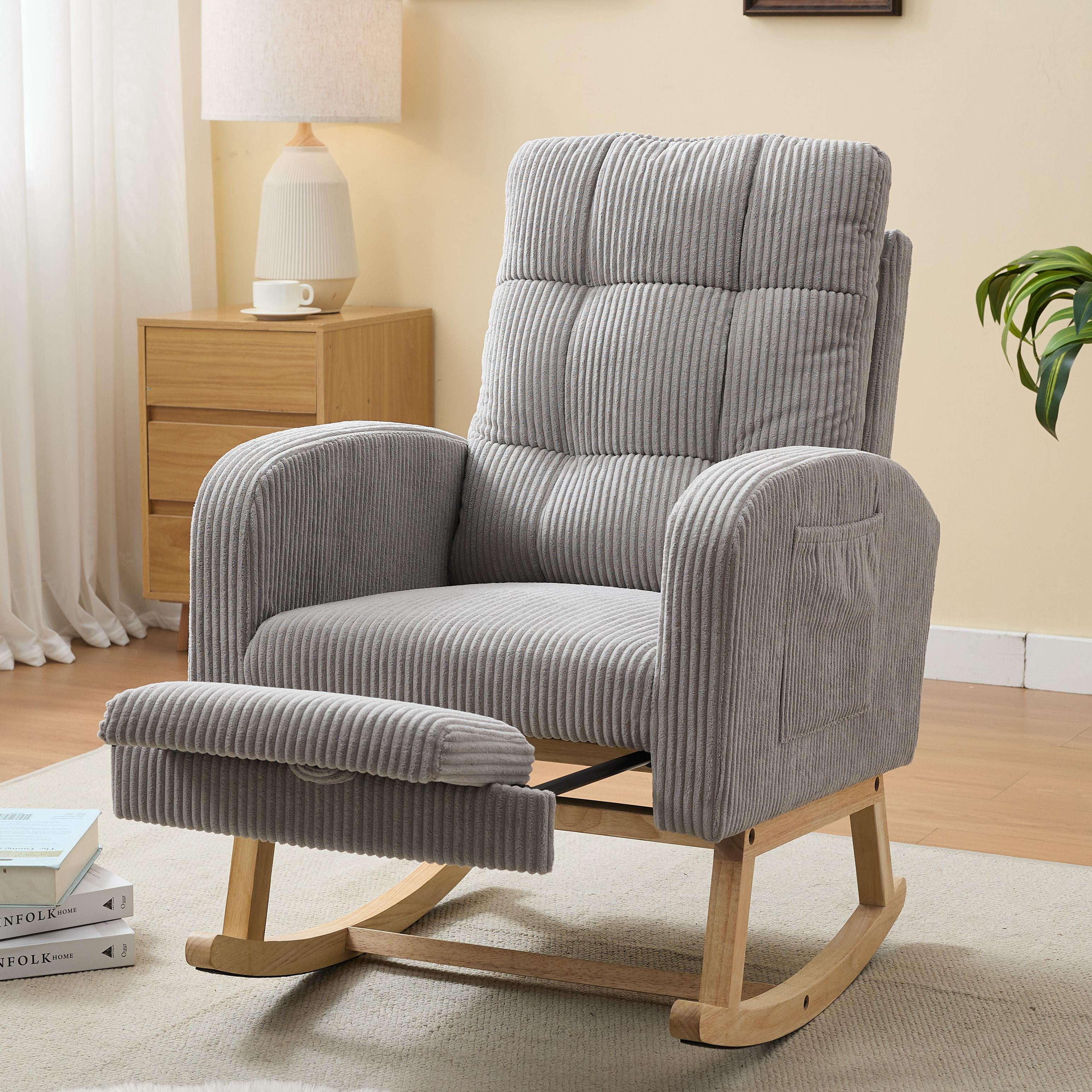 Modern Accent Rocking Chair Rocking Chair with Solid Wood Legs ...