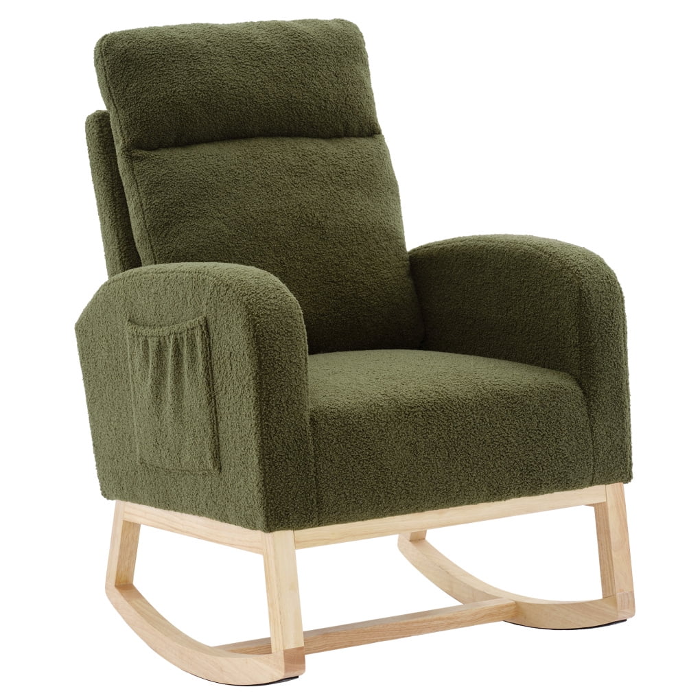 Modern Accent Rocking Chair,Upholstered Glider Rocker Chair with Side ...