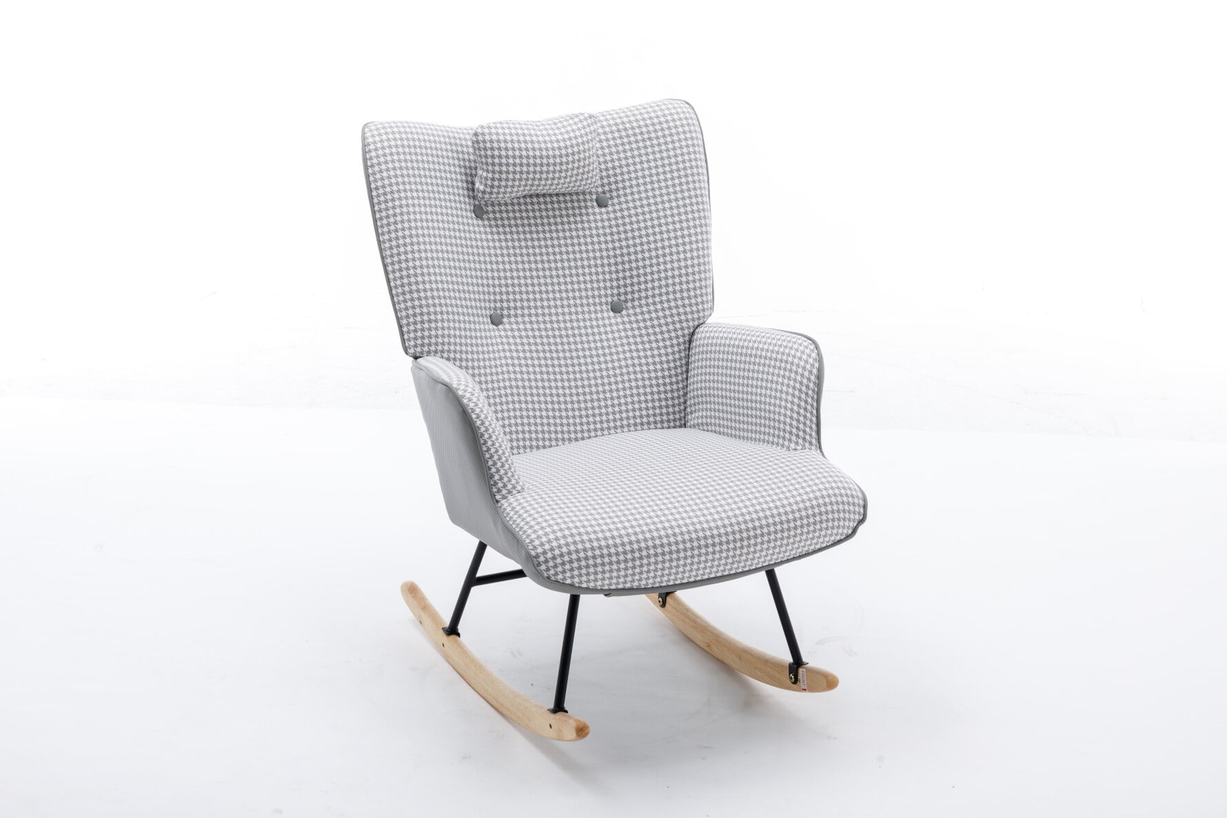 Modern Accent Rocking Chair, Upholstered Glider Rocker Wingback Arm ...