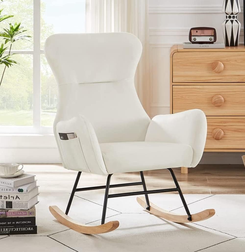 Modern Accent Rocking Chair,Upholstered Glider Rocker for Baby, Indoor ...