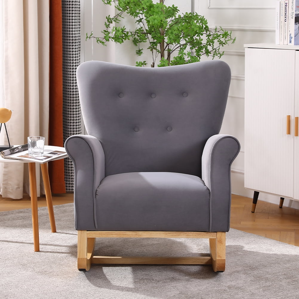 Modern Accent Rocking Chair, Upholstered Rocker Chair with Armrest and ...