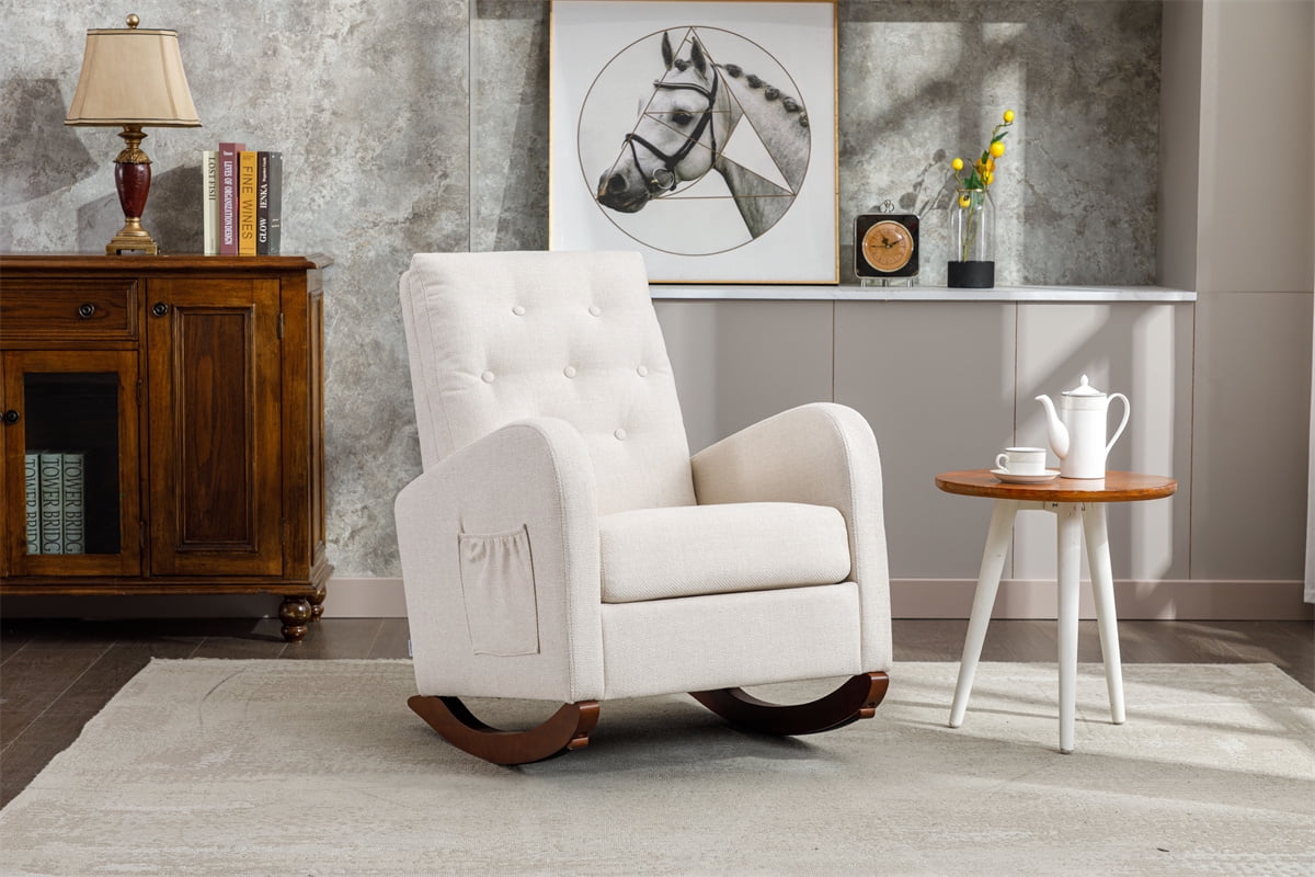 Modern Accent Rocking Chair,Upholstered Rocking Glider Rocker High Back ...