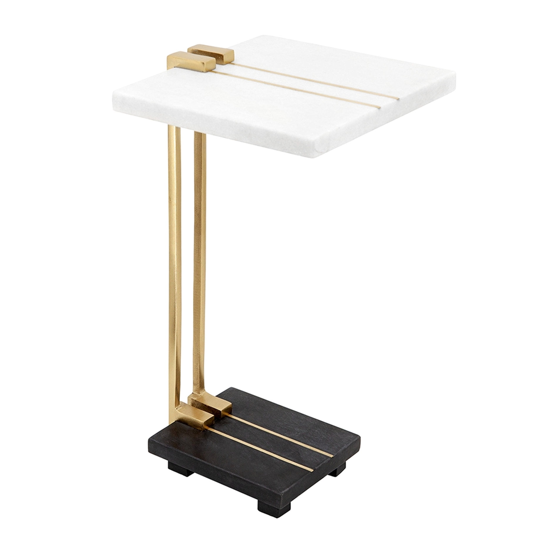 Modern Accent Side Table | Slides Under Seating for Easy Use | Marble ...