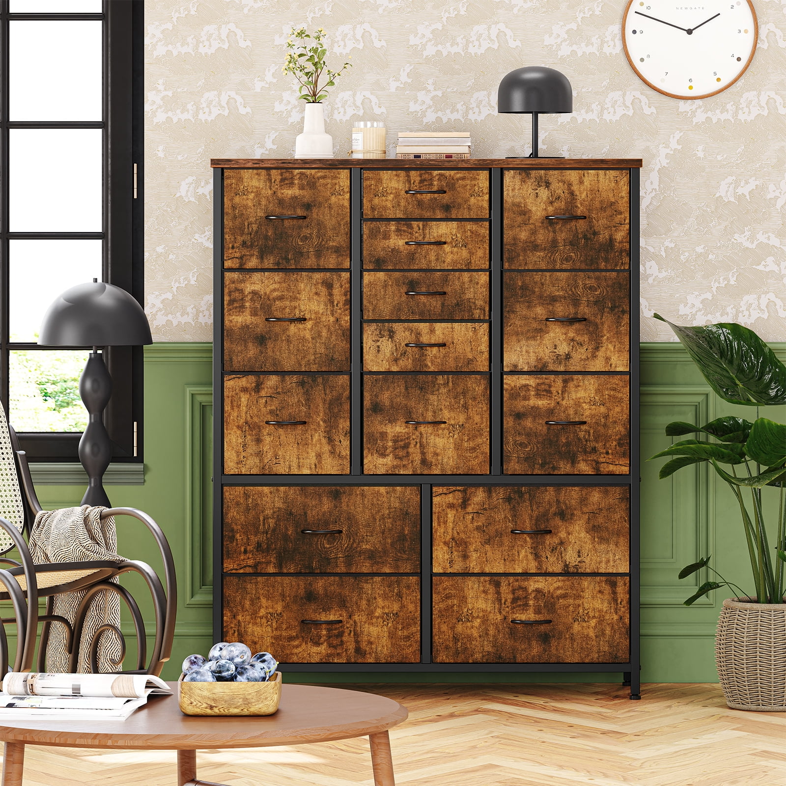 Modern Accent Sideboard Cabinet with 15 Drawers, Large Storage Dresser ...