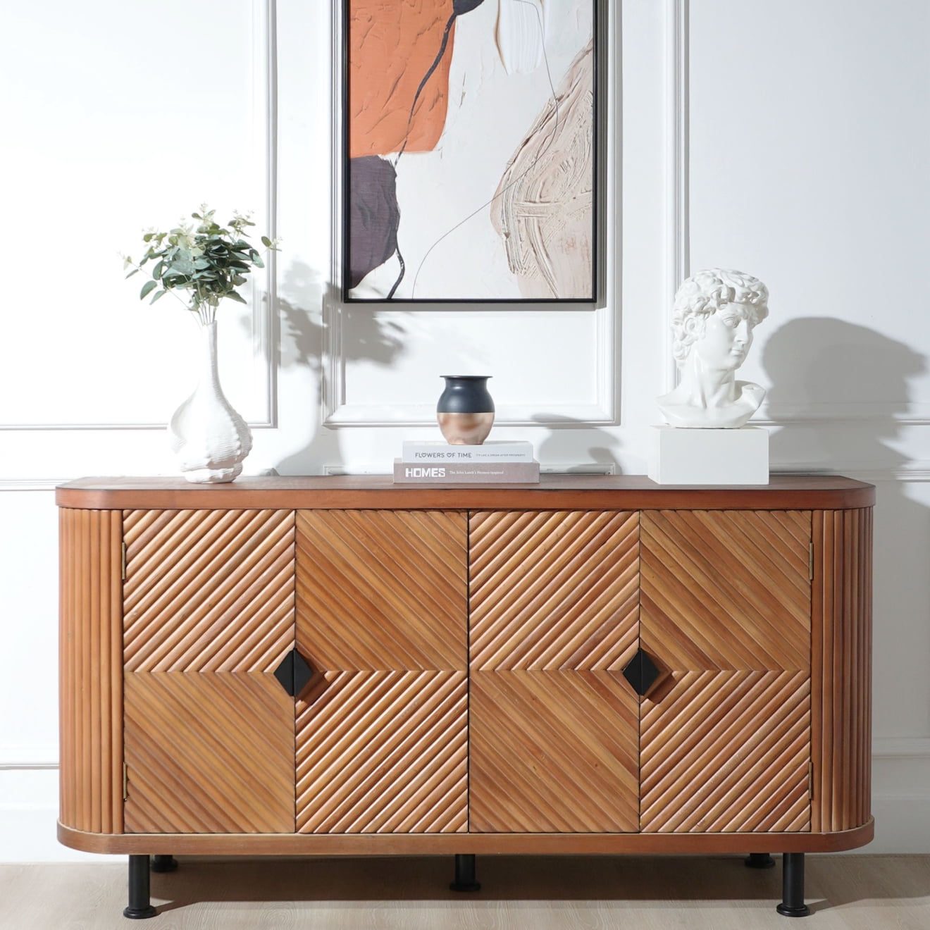 Modern Accent Storage Cabinet with Adjustable Shelves, 4-Door ...