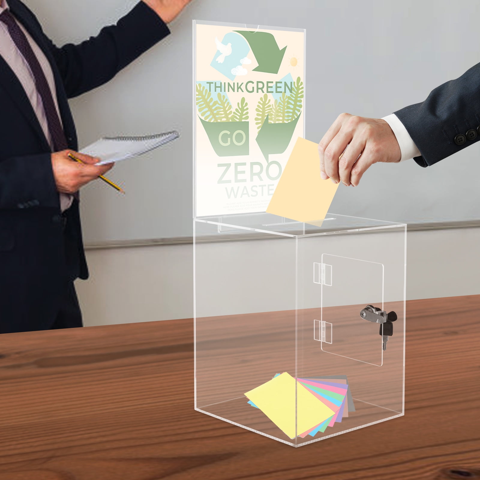 Modern Acrylic Ballot Donation Box Tabletop Key Lock Donation Voting ...