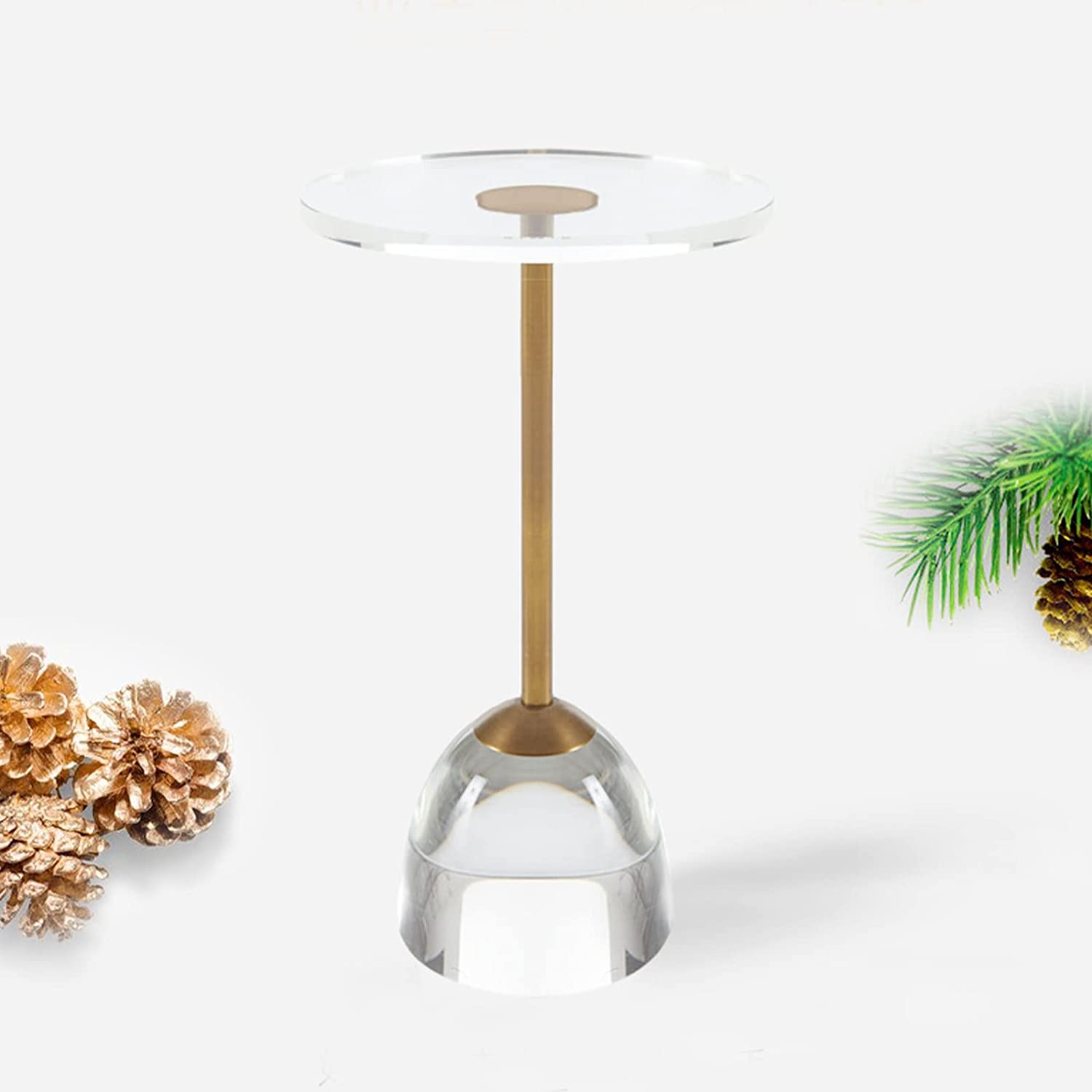 Modern Round Acrylic Clear End Table with Metal Pole & Solid Base for ...