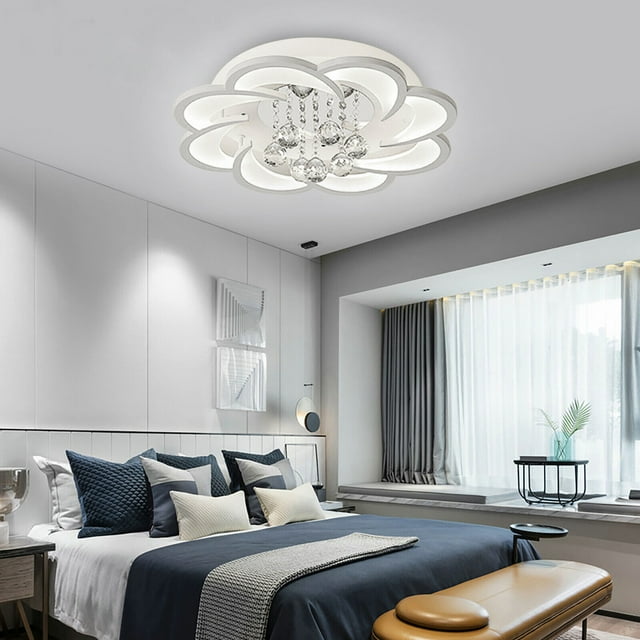 Modern Acrylic LED Ceiling Light Crystal Flower Shaped Chandelier Lamp ...