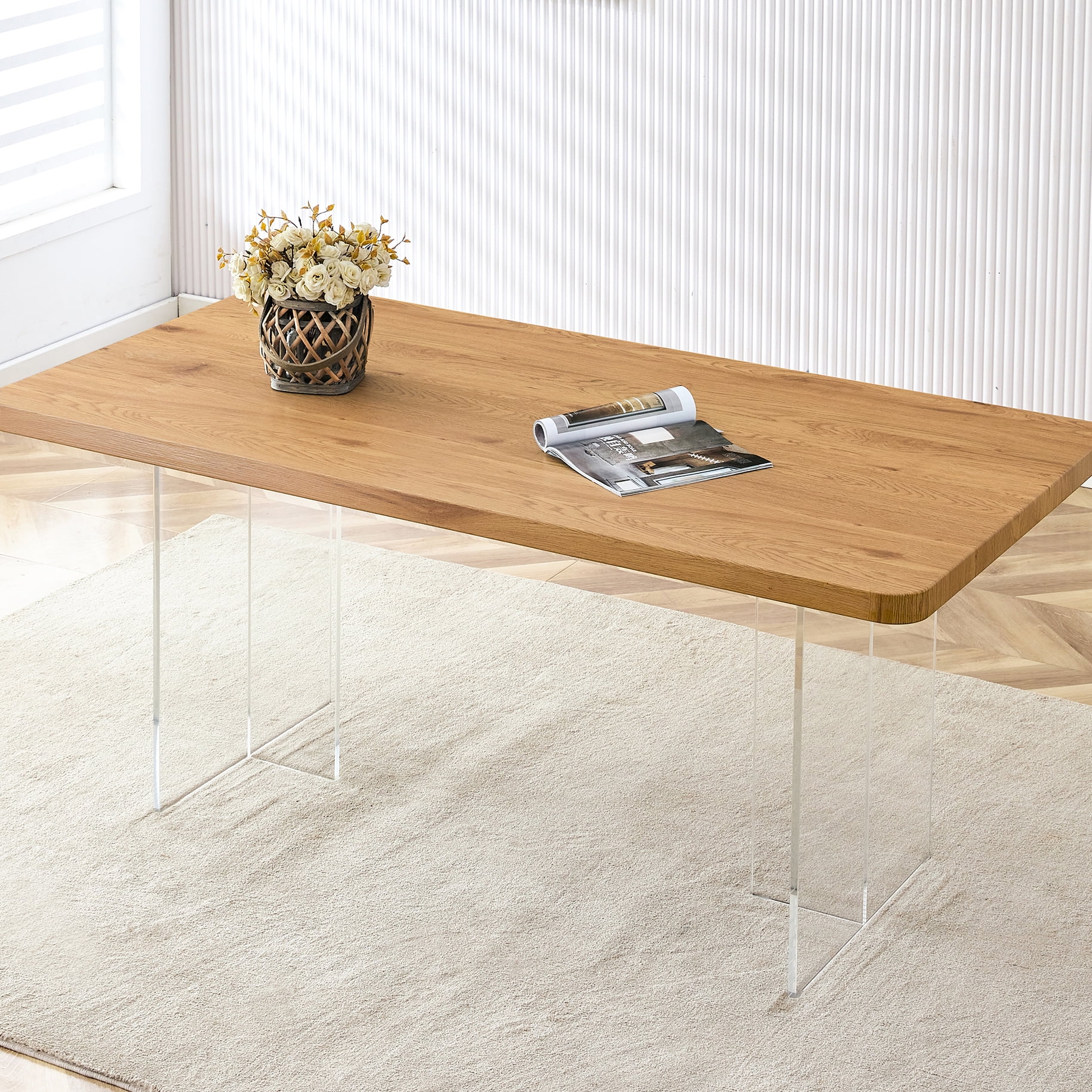 Modern Acrylic Legs Wooden Table Architecture - Rectangular Computer ...