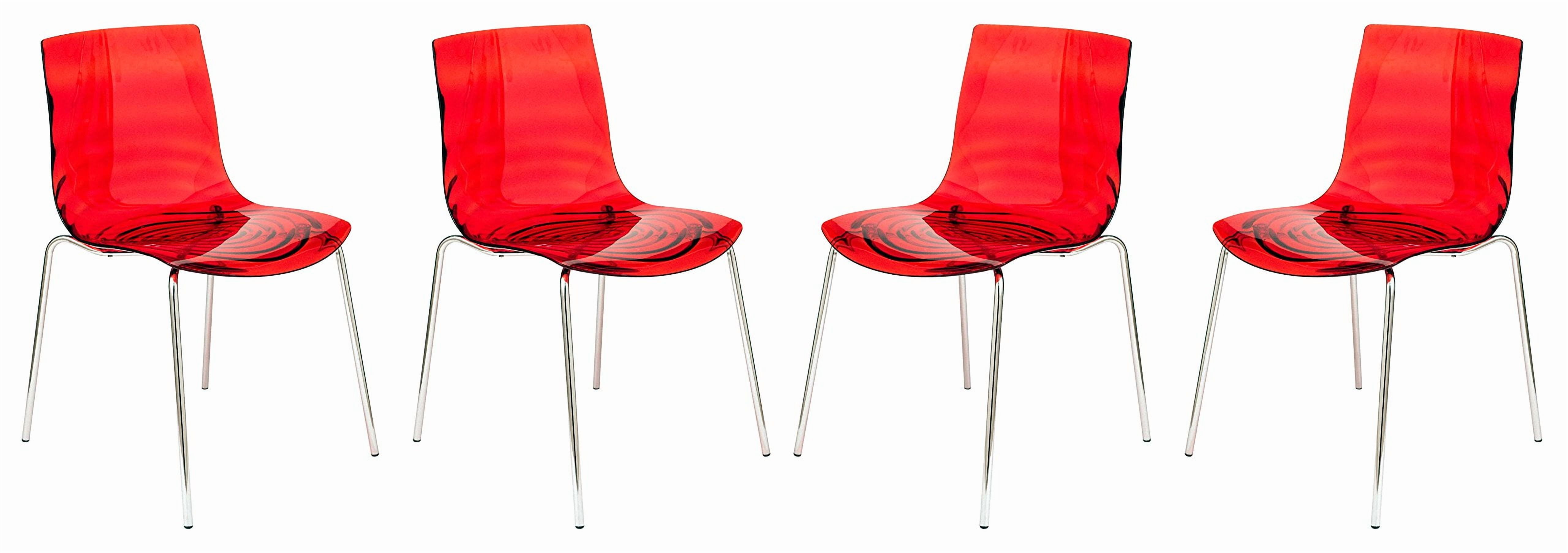Modern Acrylic Lucite Dining Chair Set of 4 – Water Ripple Design with ...