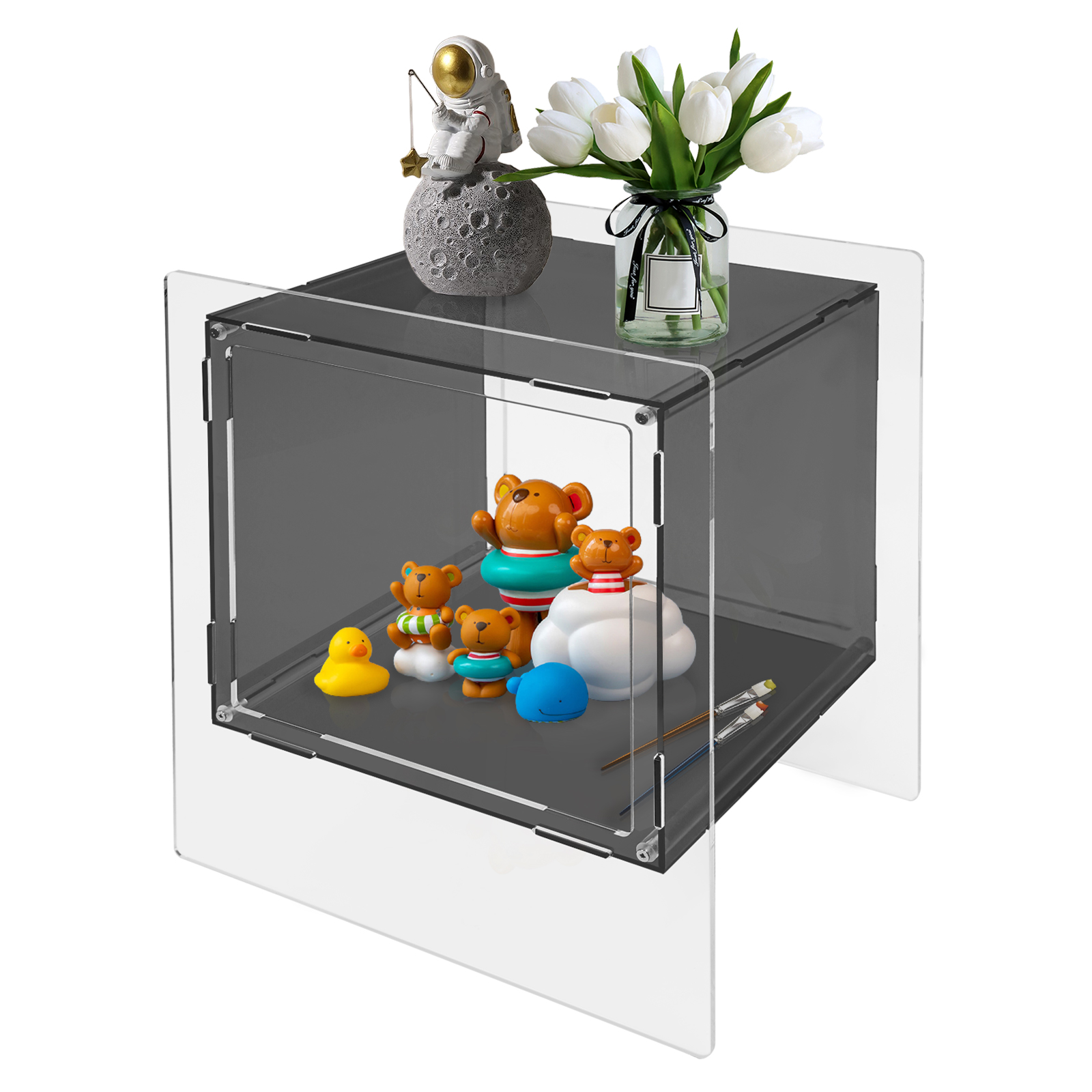 Modern Acrylic Nightstand Side Table with Storage Shelf Clear Bedside ...