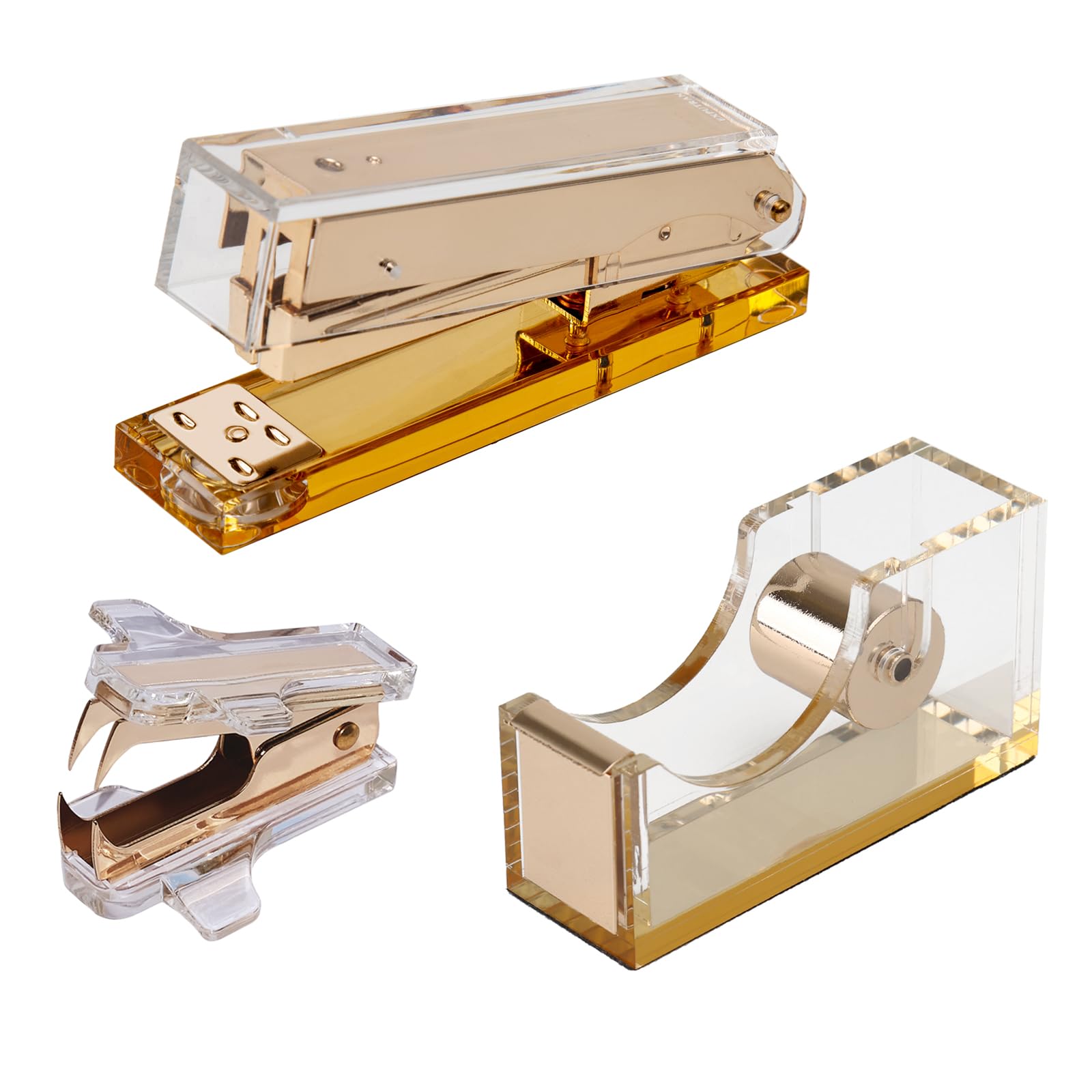Modern Acrylic Office Supplies Set - Stapler, Tape Dispenser, and ...