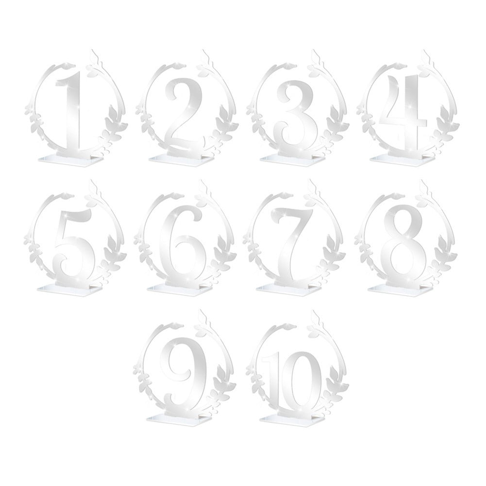 Modern Acrylic Table Numbers 1-10 for Wedding Centerpiece Decor Silver ...