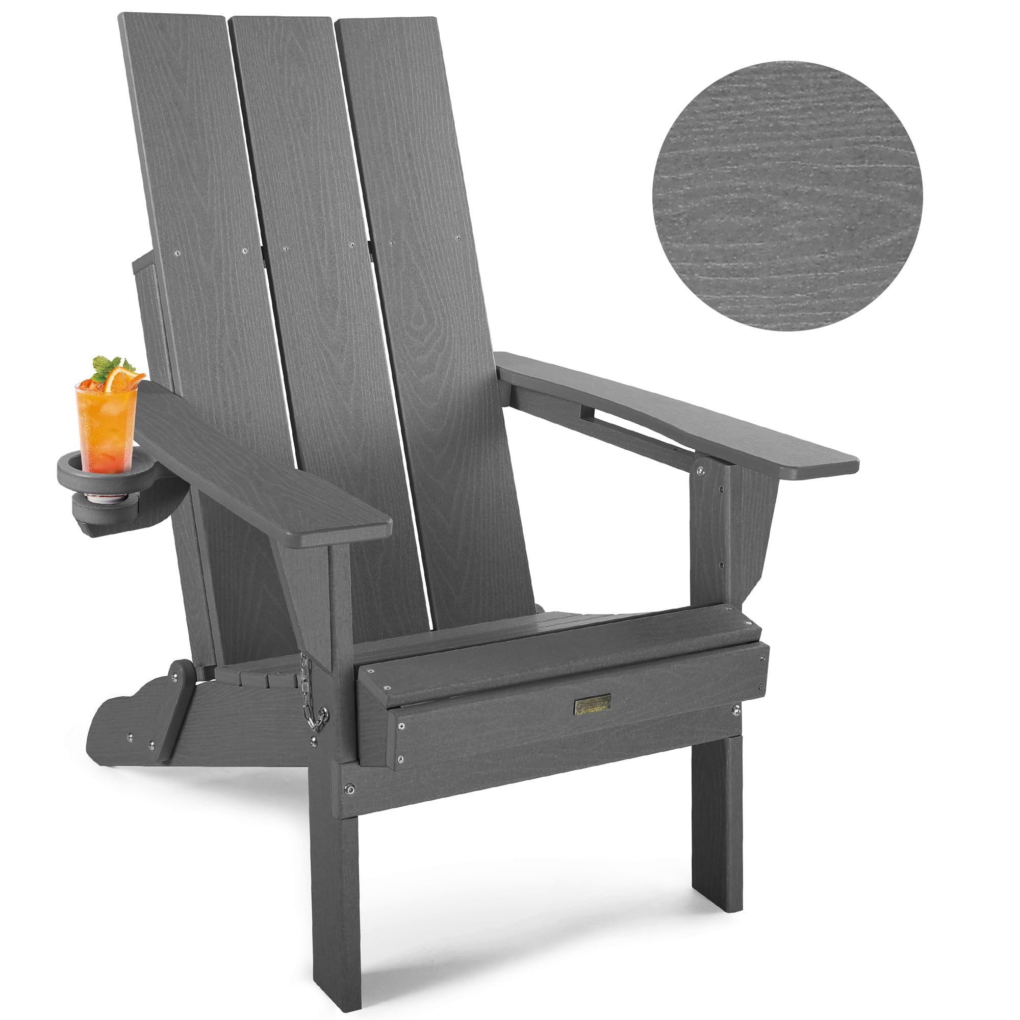 Modern Adirondack Chair, Oversized HDPE Folding Adirondack Chairs Wood ...