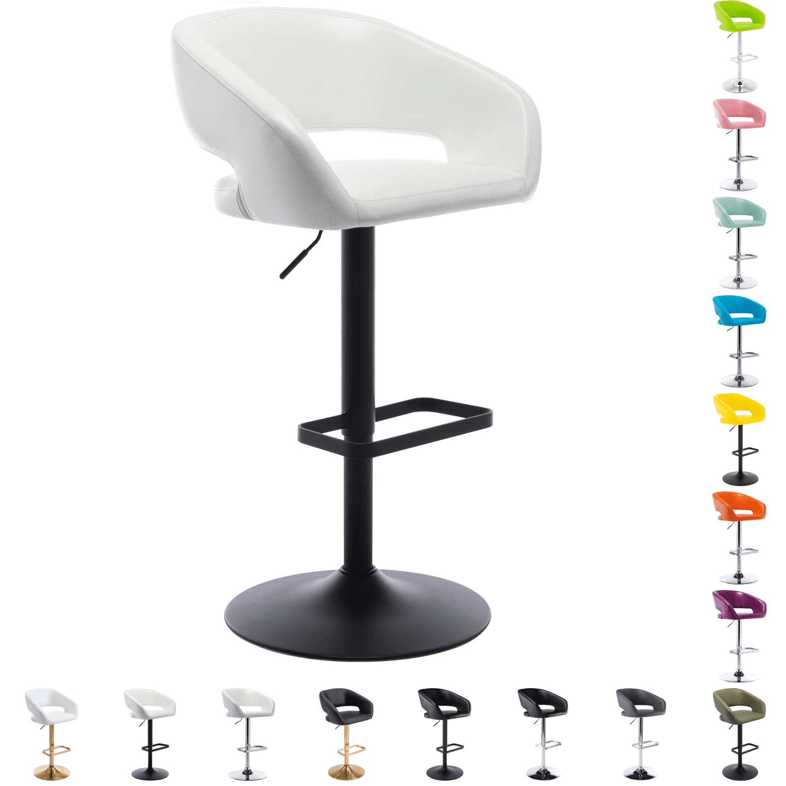Modern Adjustable Bar Stools with PU Leather Seat, 360° Swivel Open Mid ...