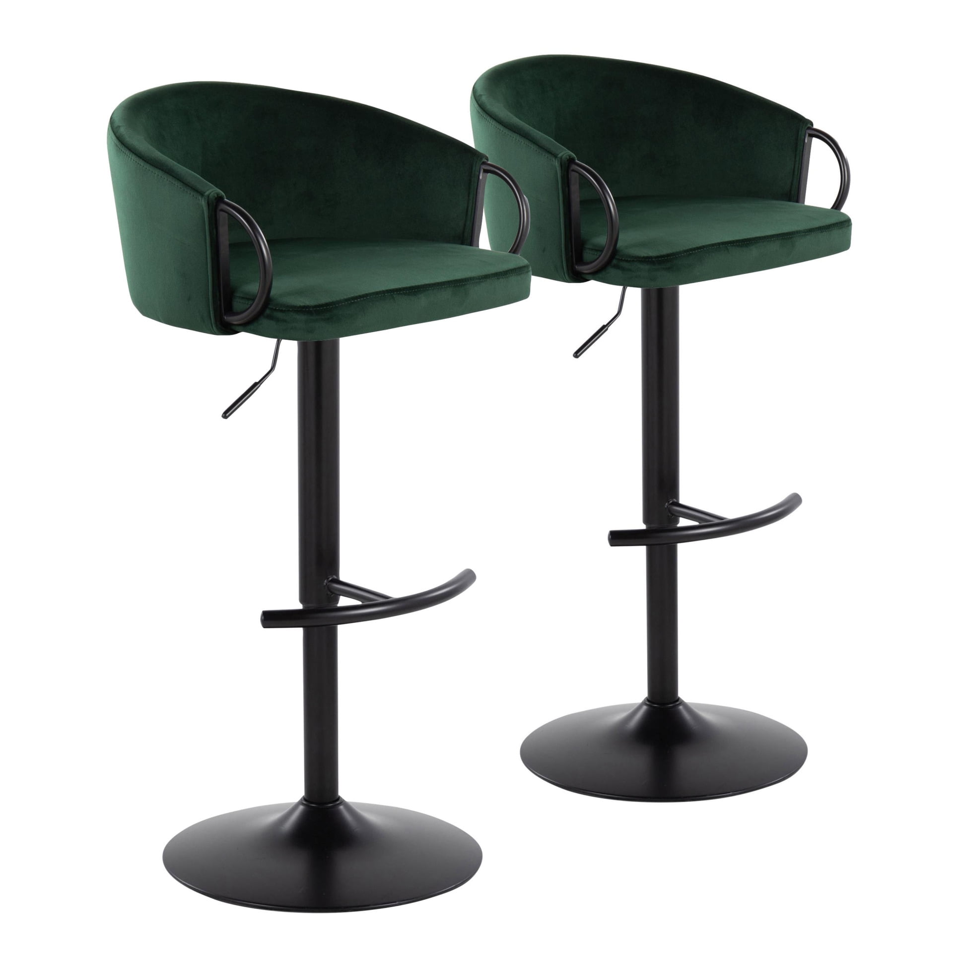 Modern Adjustable Barstools Set of 2, Swivel Bar Chair with Black Metal ...