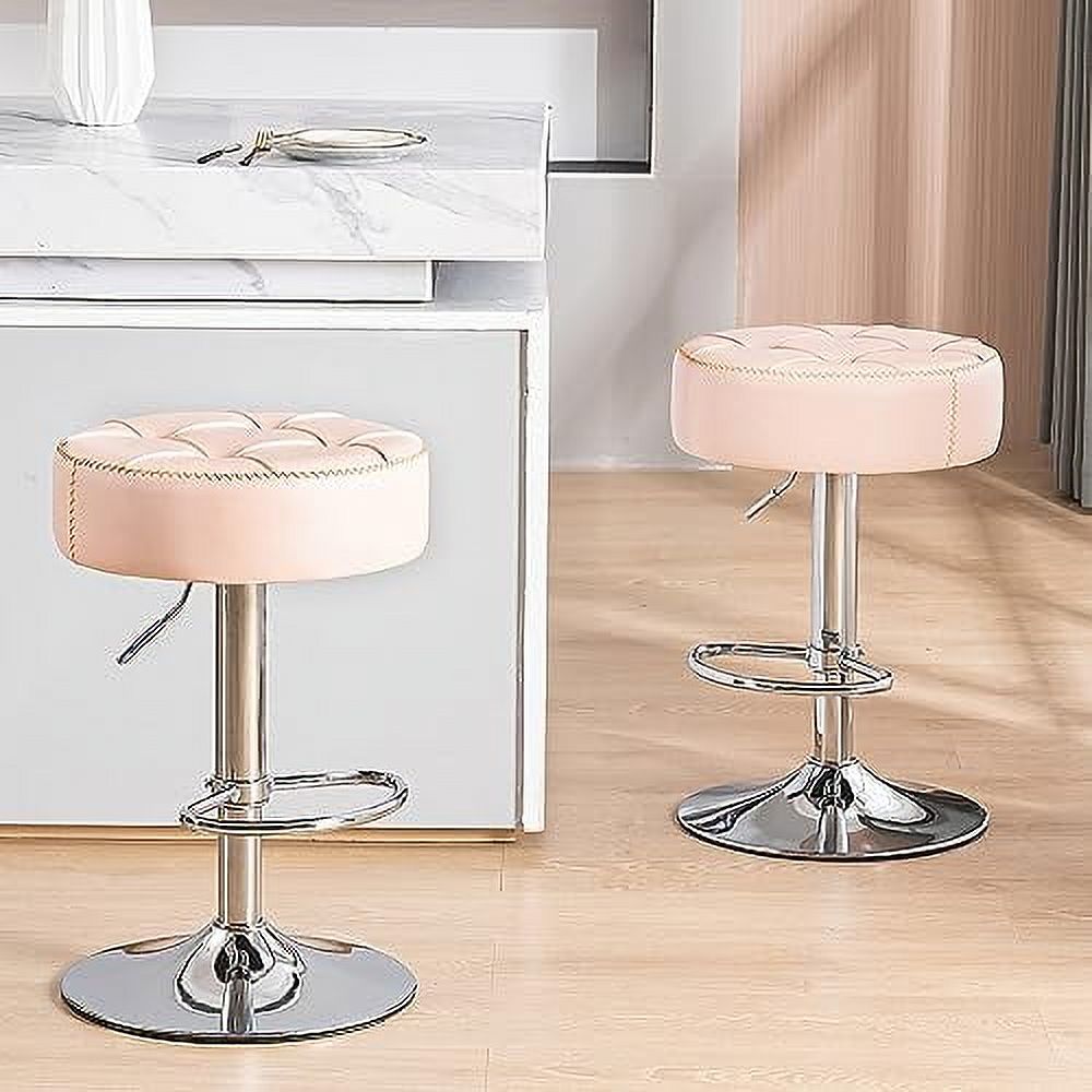 Modern Adjustable Height 360° Swivel Circular Bar Stools - Comfortable ...