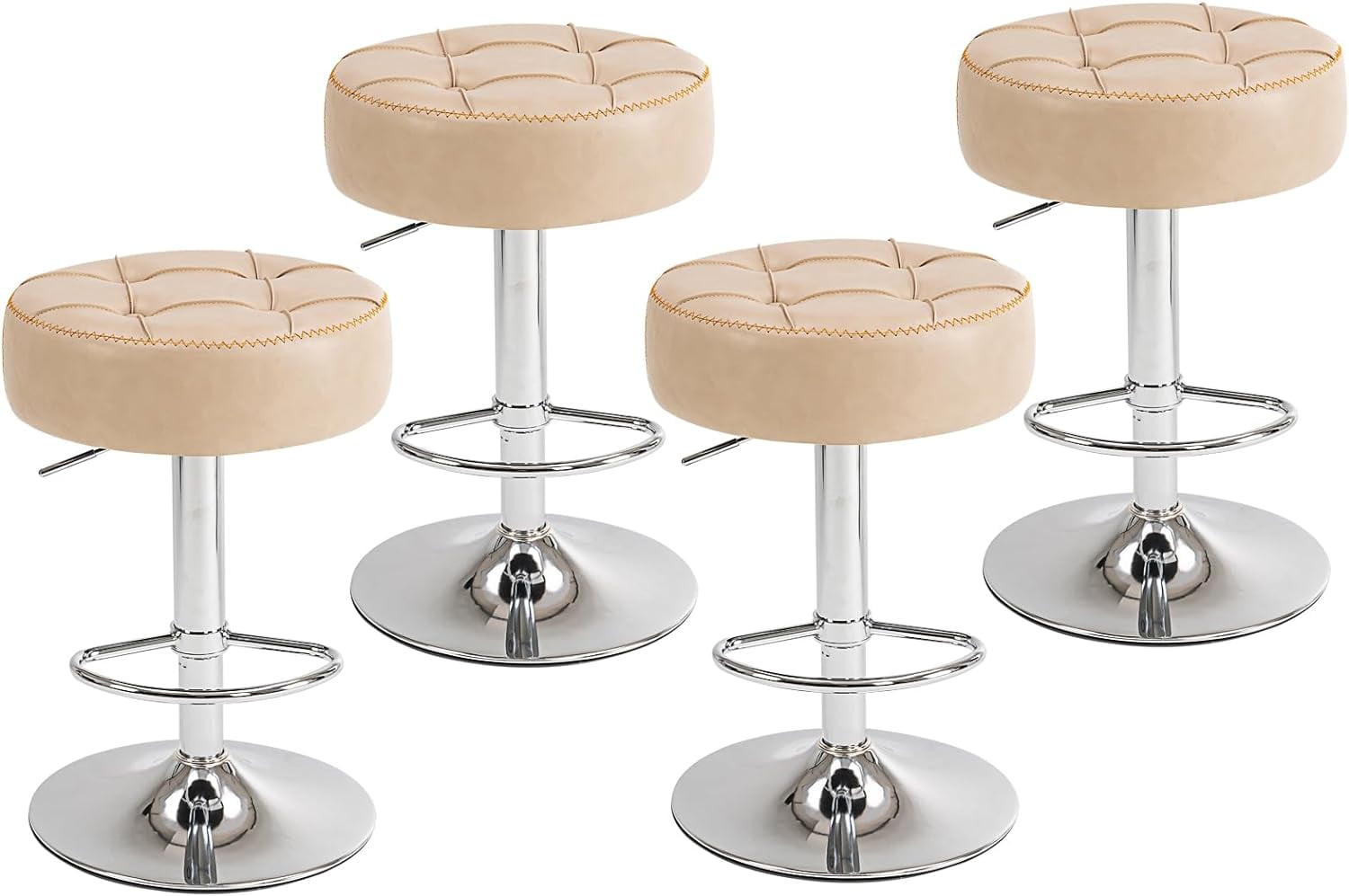 Modern Adjustable Height 360° Swivel Circular Bar Stools - Comfortable ...