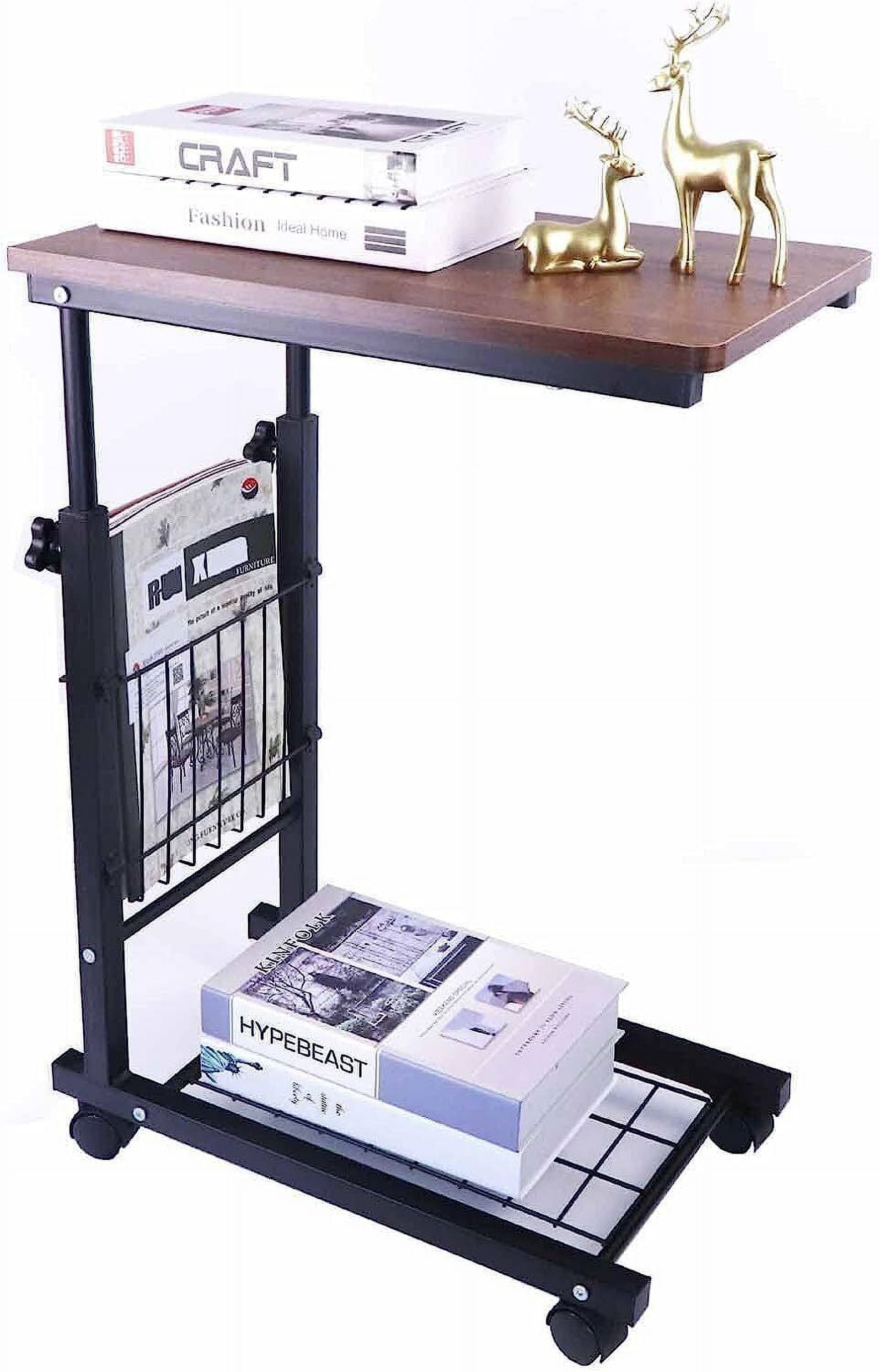 Adjustable Height C-Shaped End Table, Sofa Side Computer Table with ...