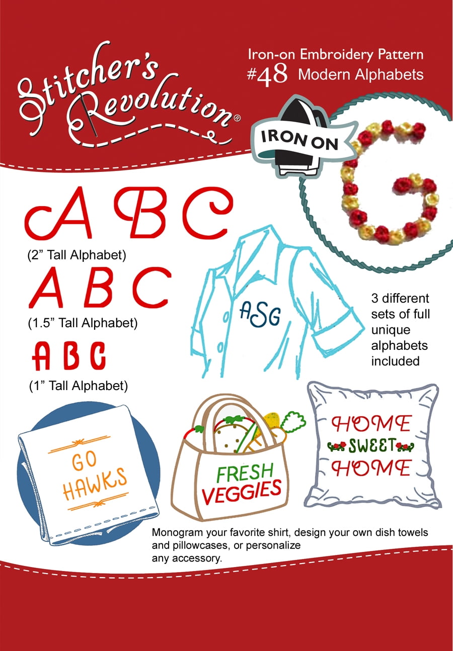 Modern Alphabets Iron-on Transfers for Embroidery and Fabric Painting ...