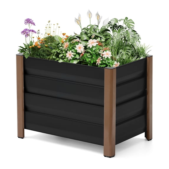 Modern Aluminum Raised Garden Bed, Deep Single Layer Planter Box, Rust ...