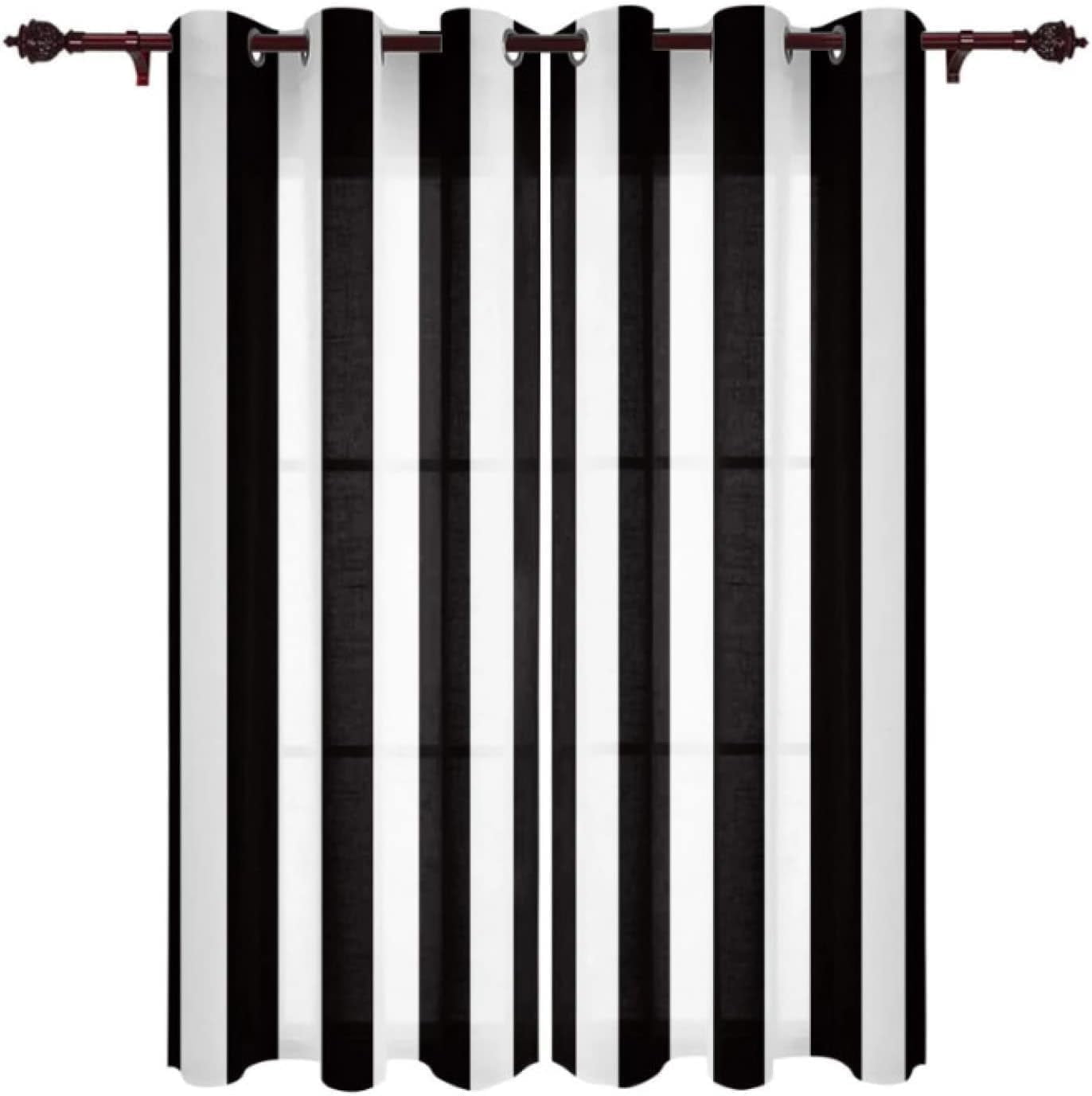 Modern And Simple Window Curtain, Black And White Stripes 3D Valance ...