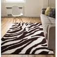 Modern Animal Print 5x7 ( 5' x 7'2'' ) Area Rug Shag Zebra Brown Ivory ...