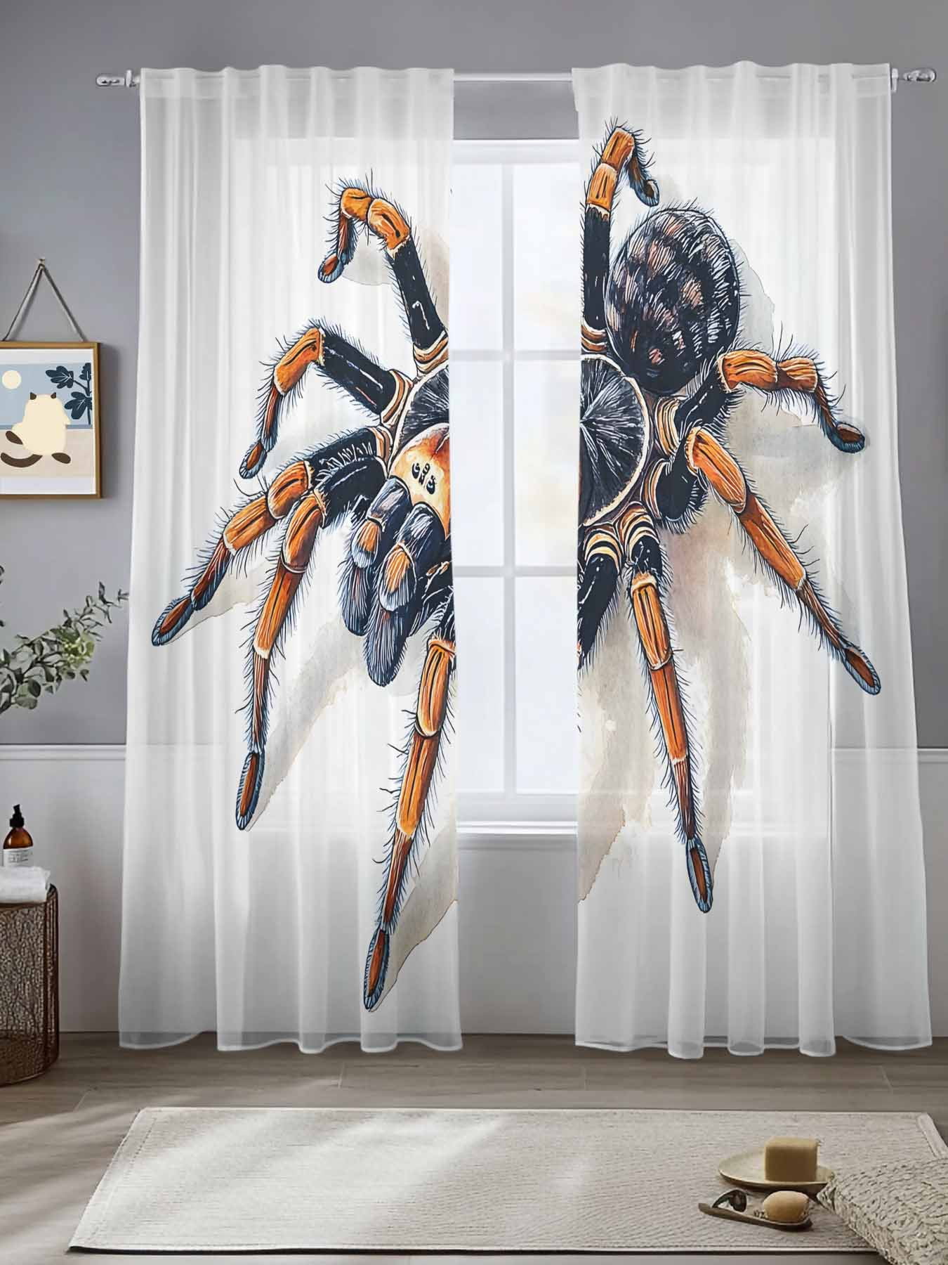Modern Animals Print Sheer Curtains for Living Room Bedroom Watercolor ...