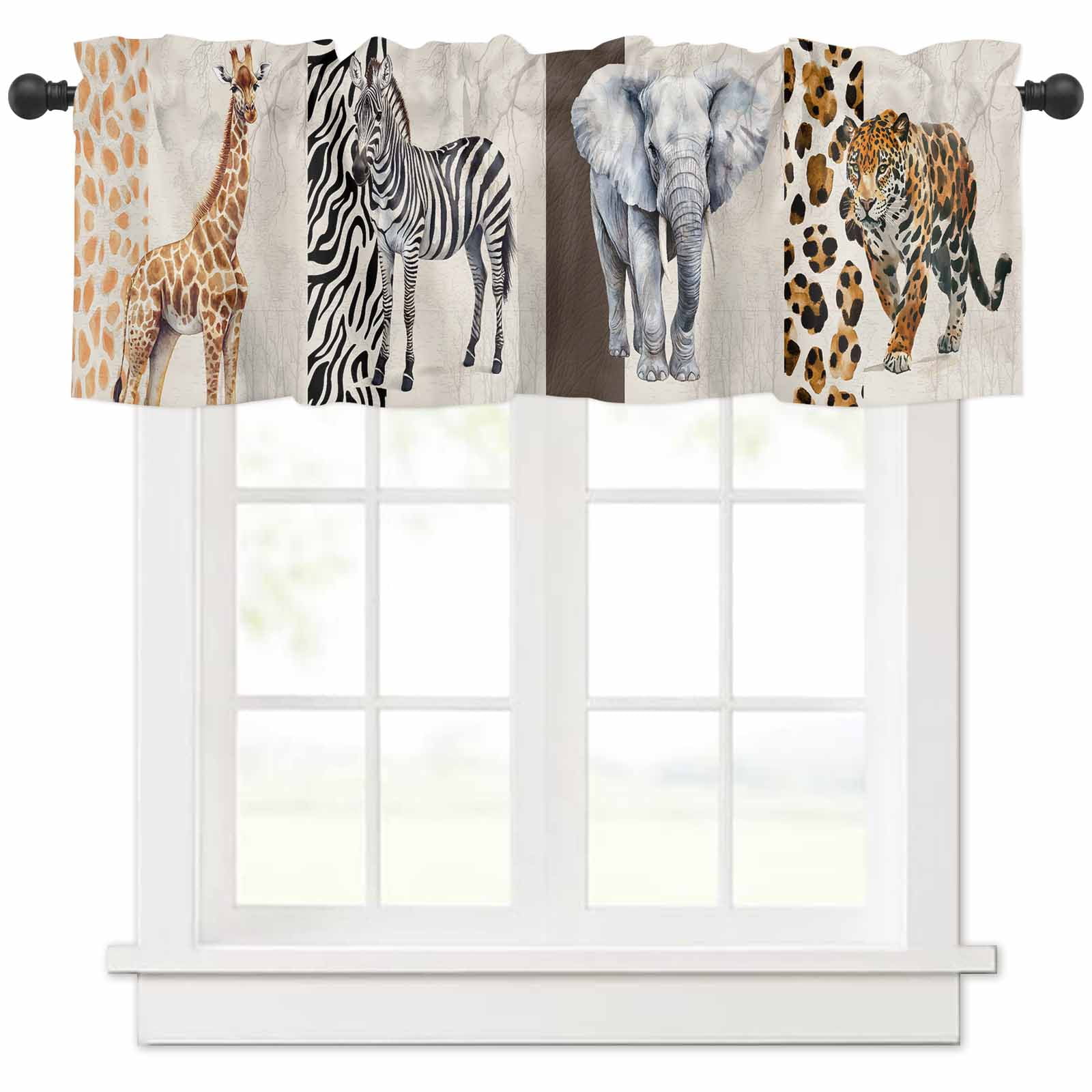 Modern Animals Valances for Windows Farmhouse Kitchen Curtains Valances ...