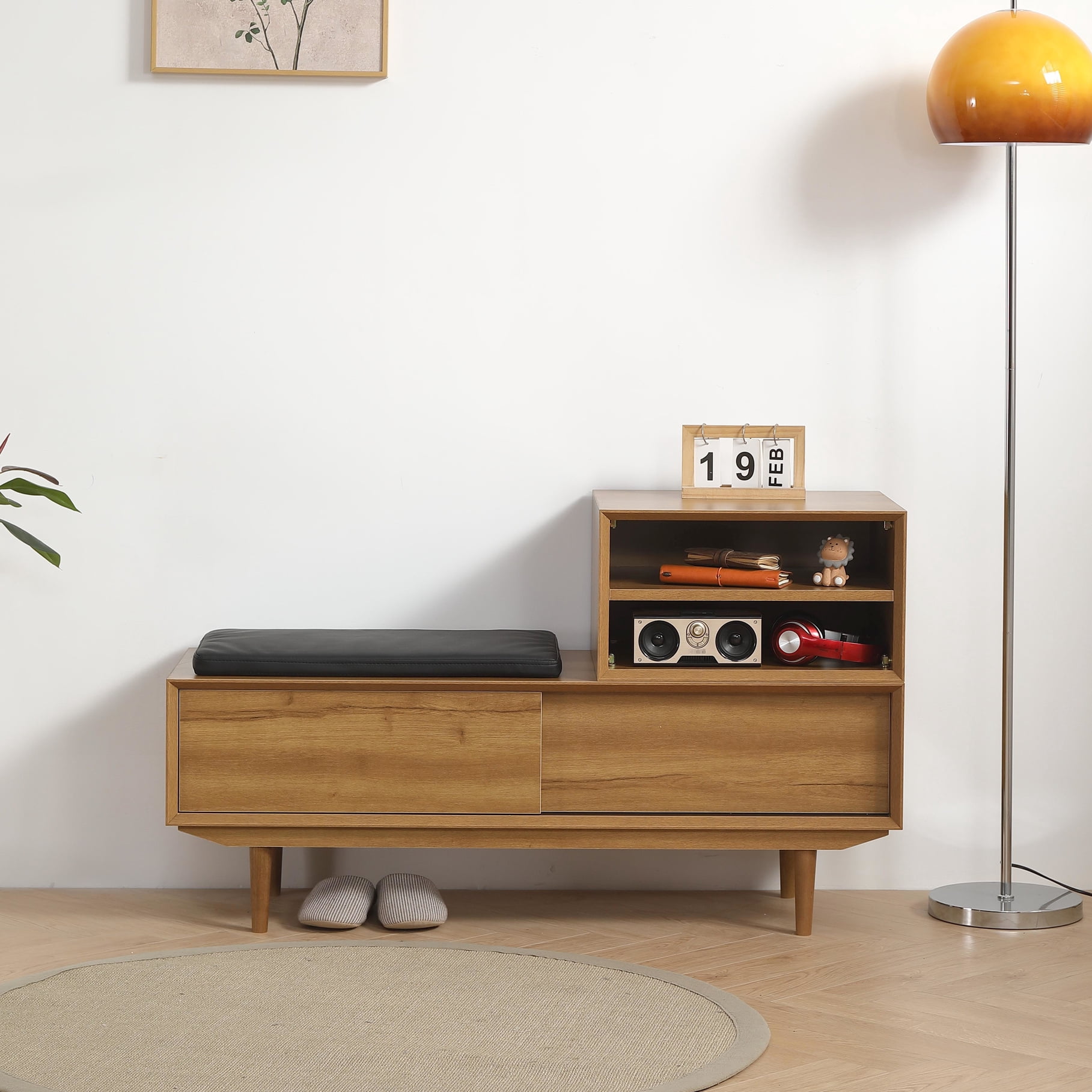 Modern Antique Hallway Bench, Oak - 3d Edge Sophisticated Grace ...