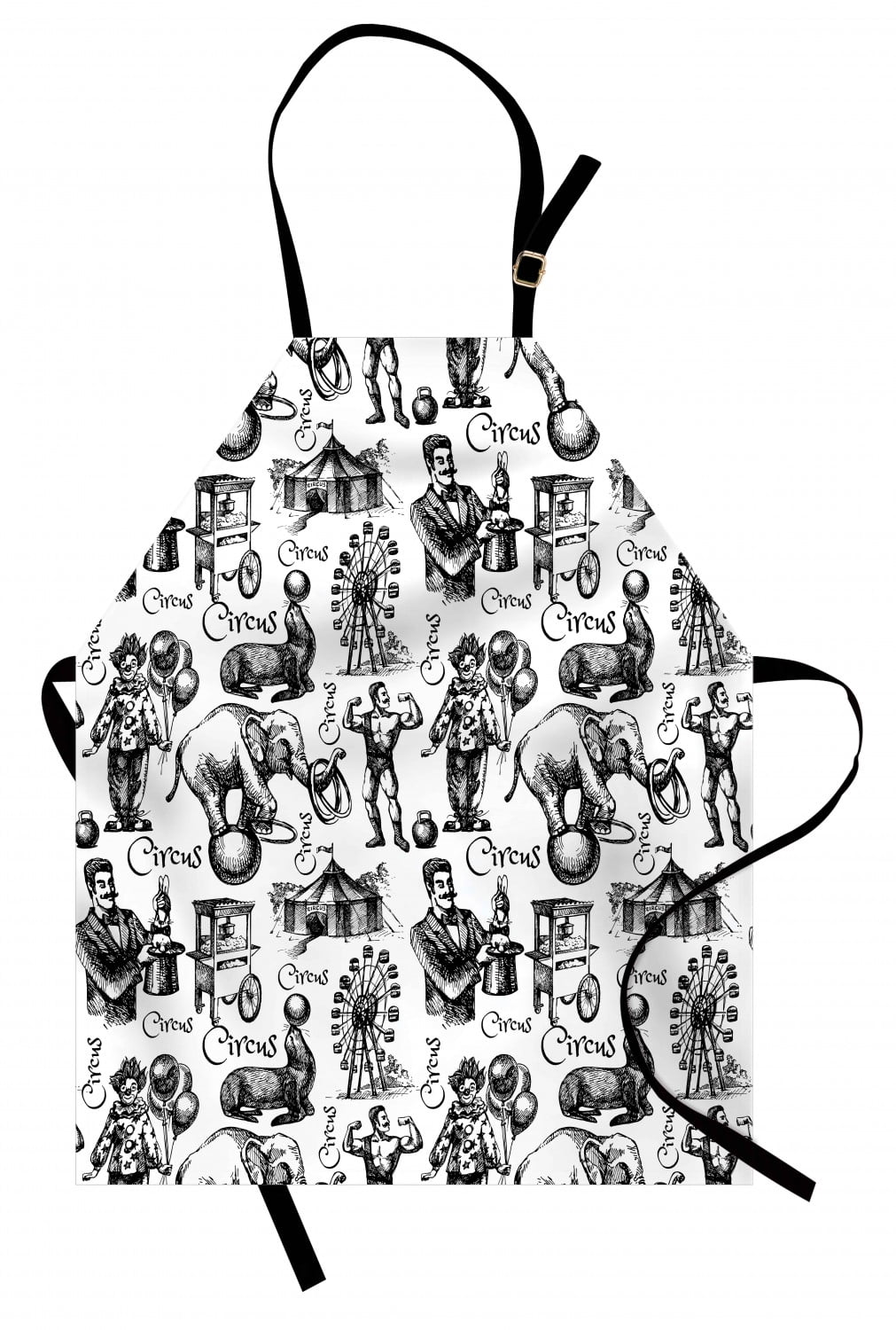 Modern Apron Circus Quote and Themed Continous Pattern with Magician ...