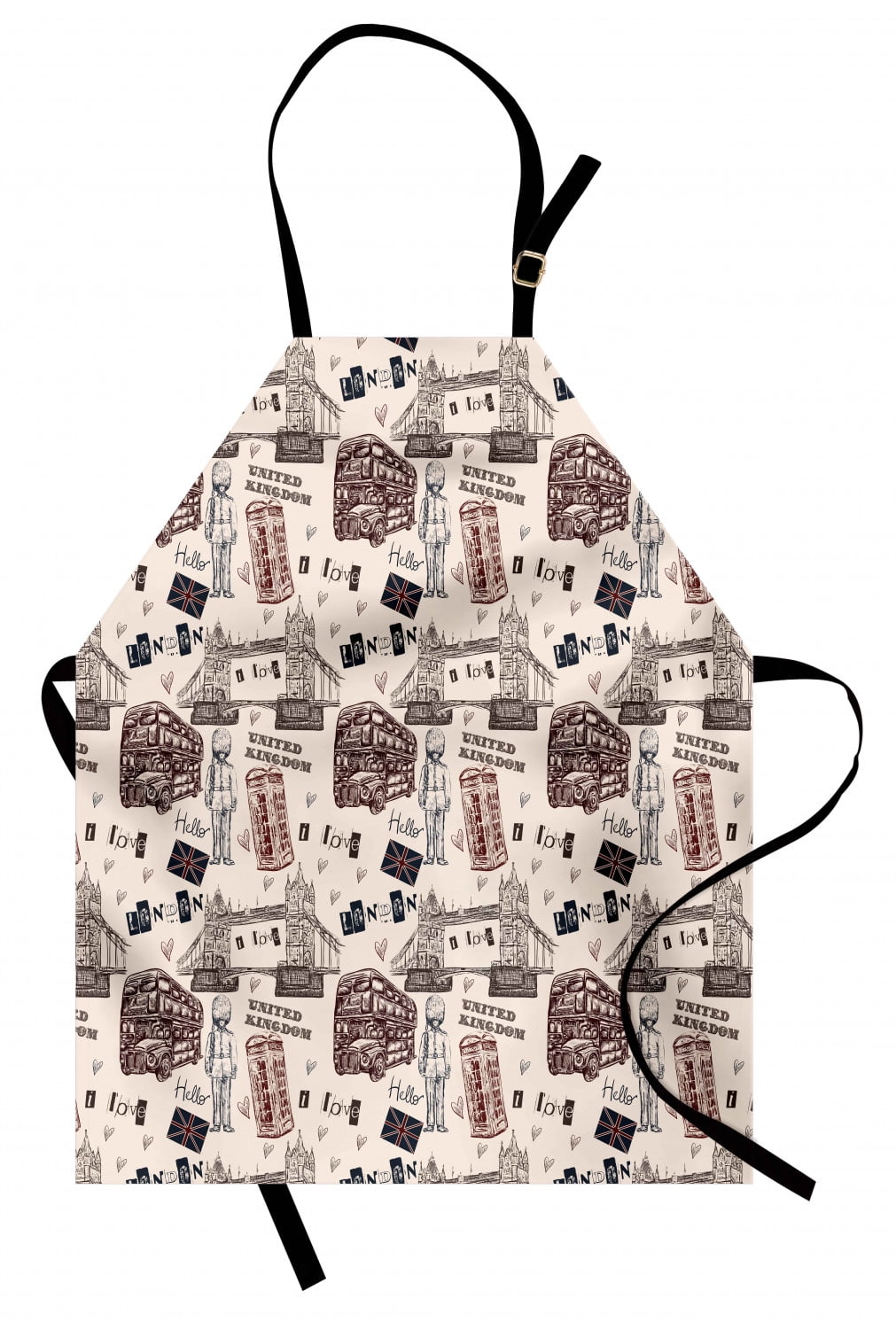 Modern Apron London United Kingdom Island Print with City Signs Bus ...