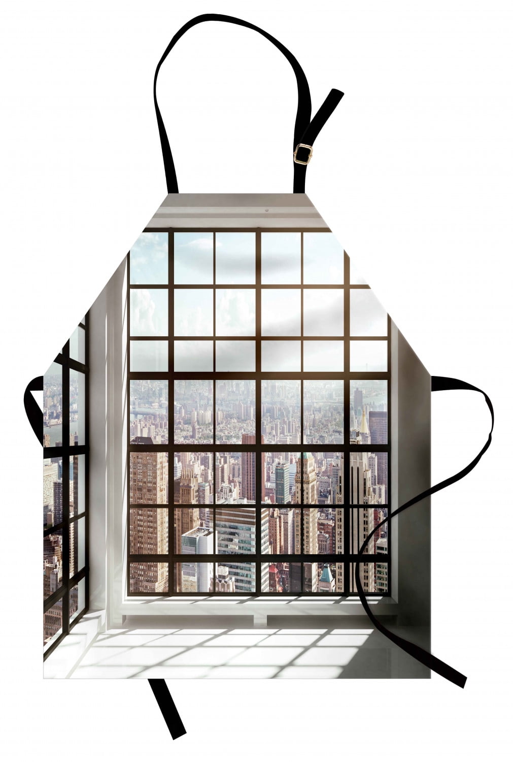 Modern Apron Urban City View of Apartments from Square Shape Windows ...