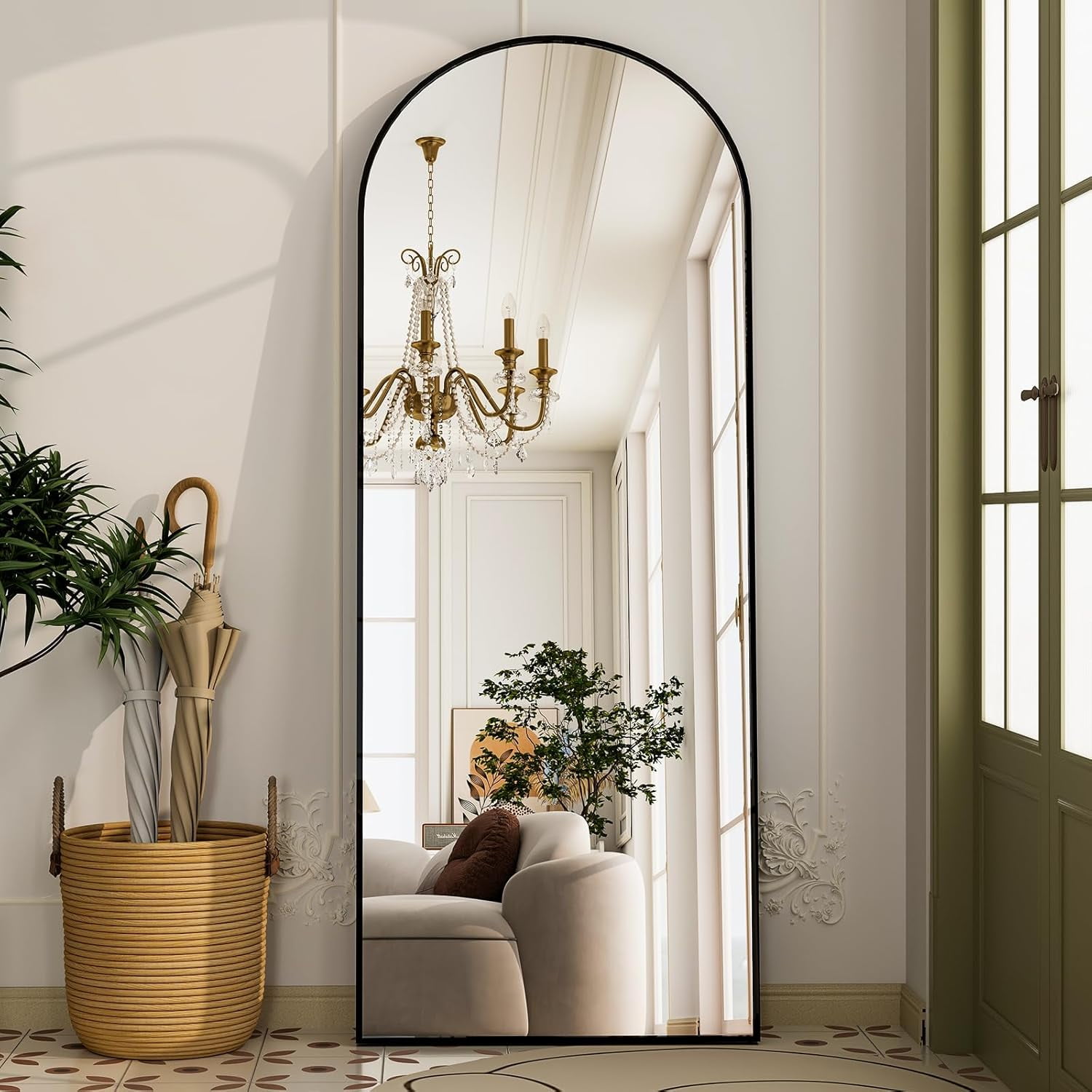 Modern Arched Full-Length Mirror, 64"x21" Floor Mirror With Stand, Wall ...