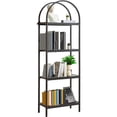 Modern Arched Wood & Metal Bookshelf, 4/5-Tier Tall Freestanding Open ...