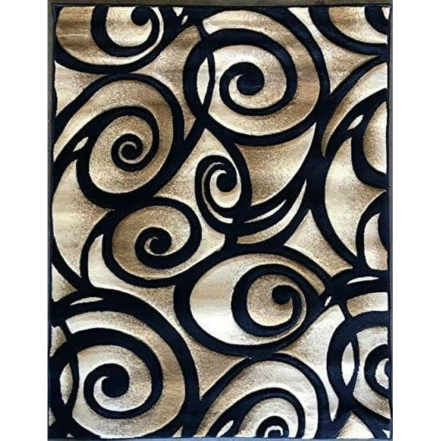 Modern Area Rug Navy Blue (400,000 Point) Design 341 (4 Feet X 5 Feet 3 ...