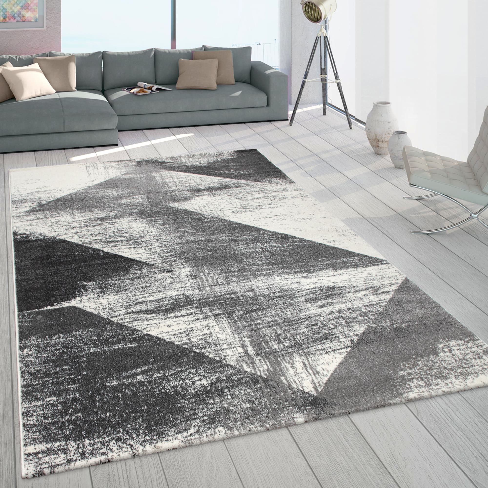 Modern Area Rug with Abstract Design in Dark Grey - Walmart.com