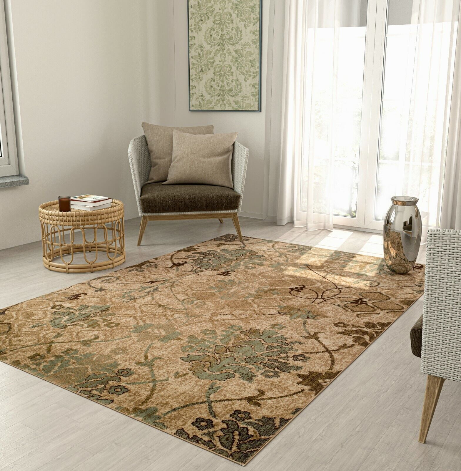 Modern Area Rugs 8x10 Living Room Carpet Floor Rugs Foyer Beige Rugs ...