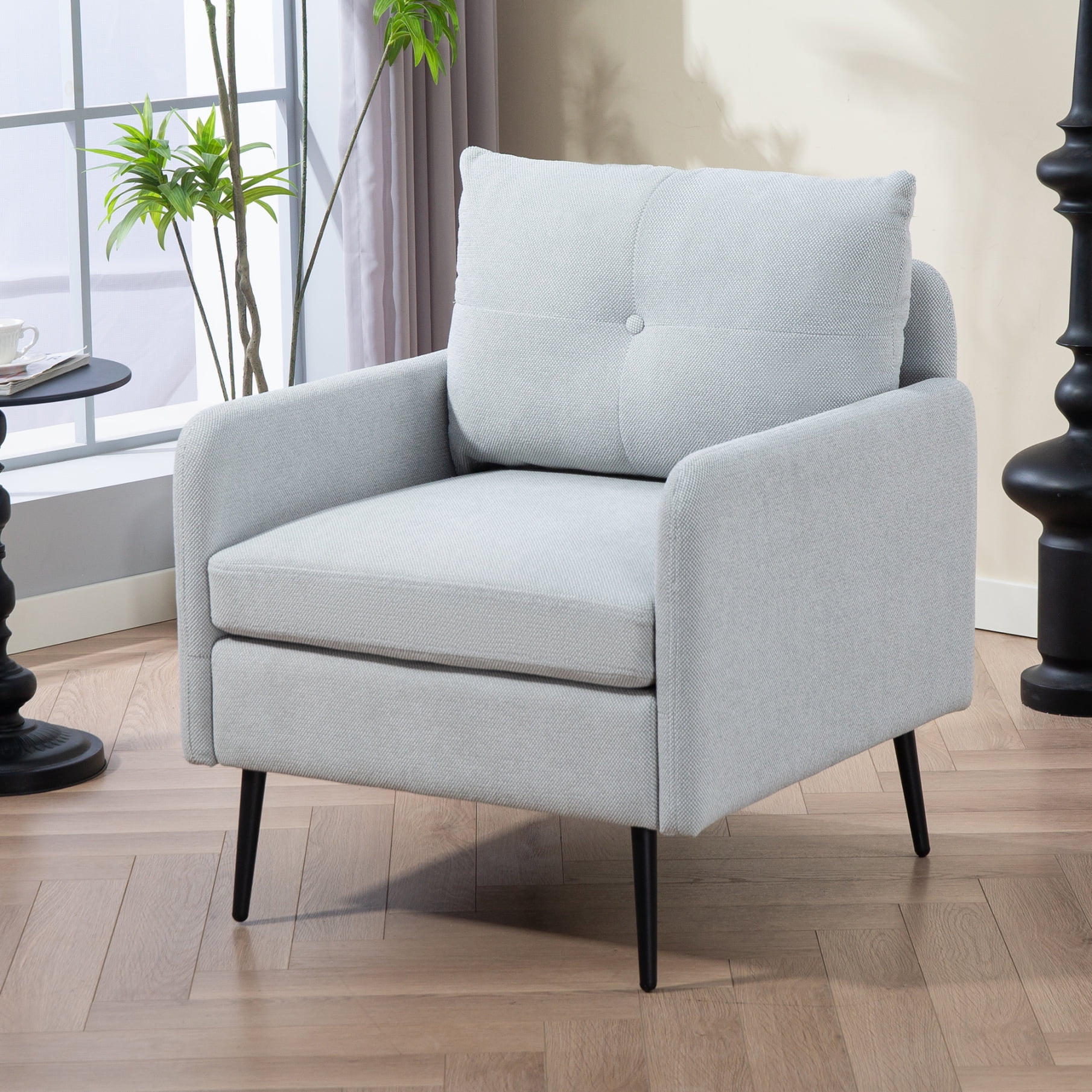 Modern Armchair With Metal Legs And Solid Wood Frame, Deep Seat Design ...